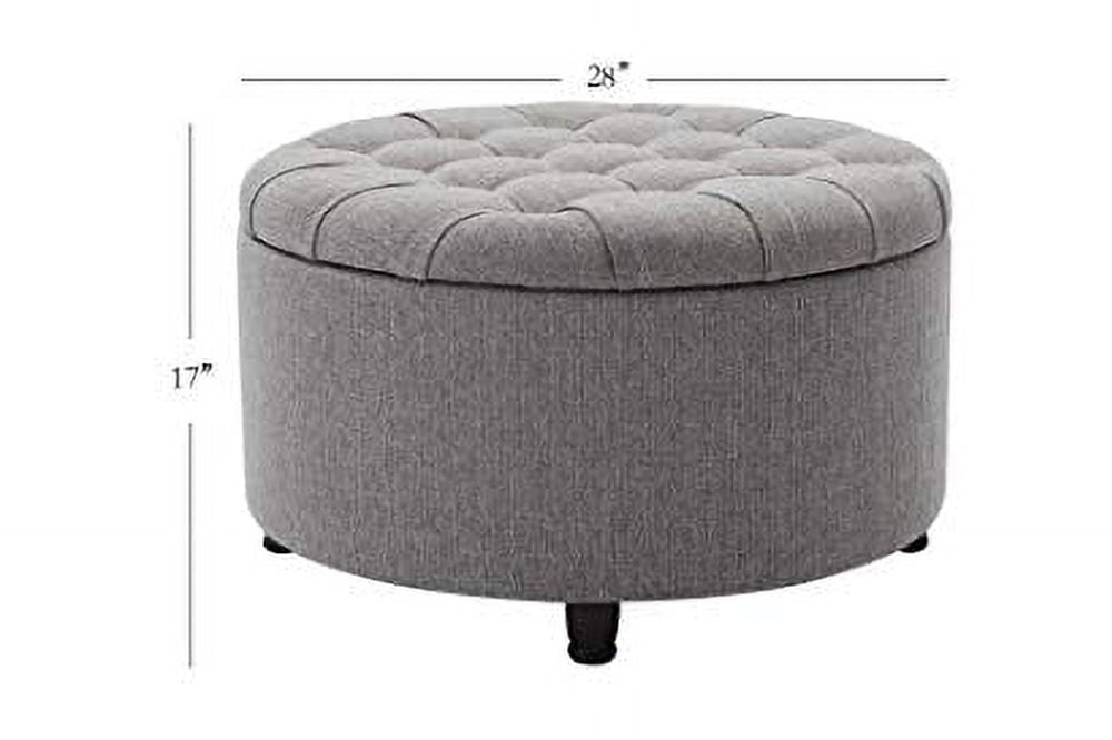 Wovenbyrd Classic 28-Inch Wide Button Tufted Round Storage Ottoman ...