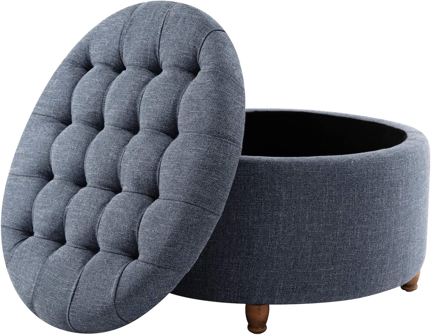 Wovenbyrd Classic Button Tufted Storage Ottoman Footstool with Lift Off ...