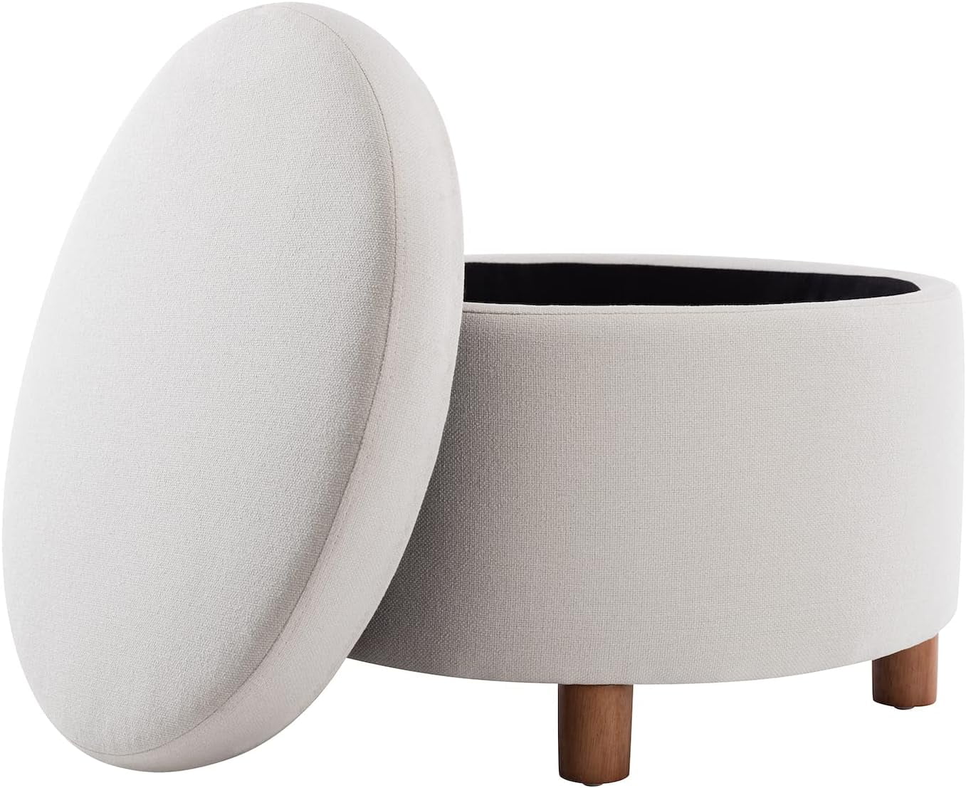 Wovenbyrd Classic Large Round Storage Ottoman Footstool with Removable ...