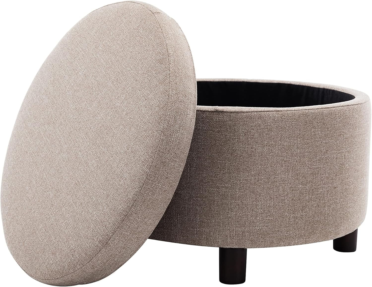Wovenbyrd Classic Large Round Storage Ottoman Footstool with Removable ...