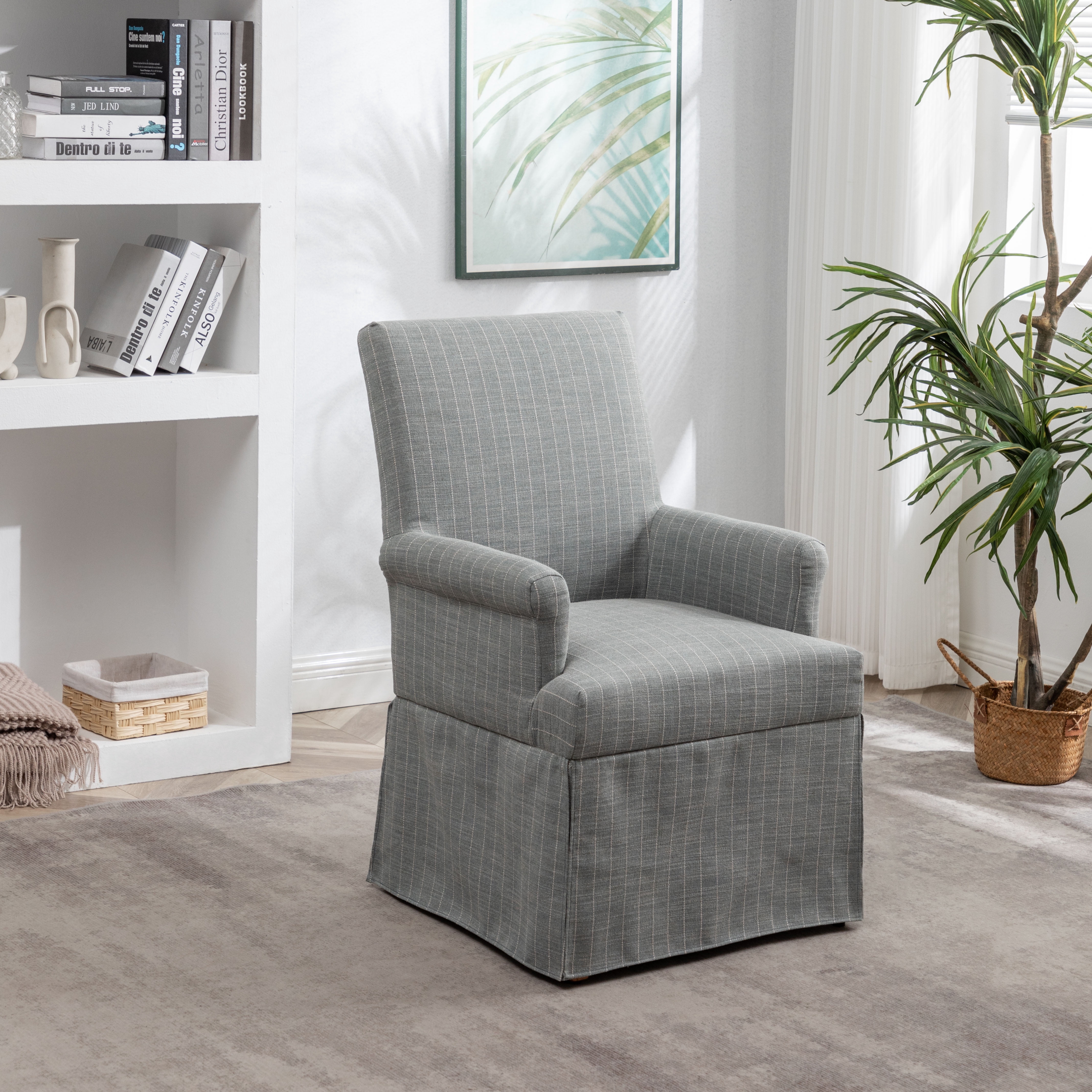 Wovenbyrd Lakeshore Classic Covered Dining Chair, Wood Frame - Spa Blue ...