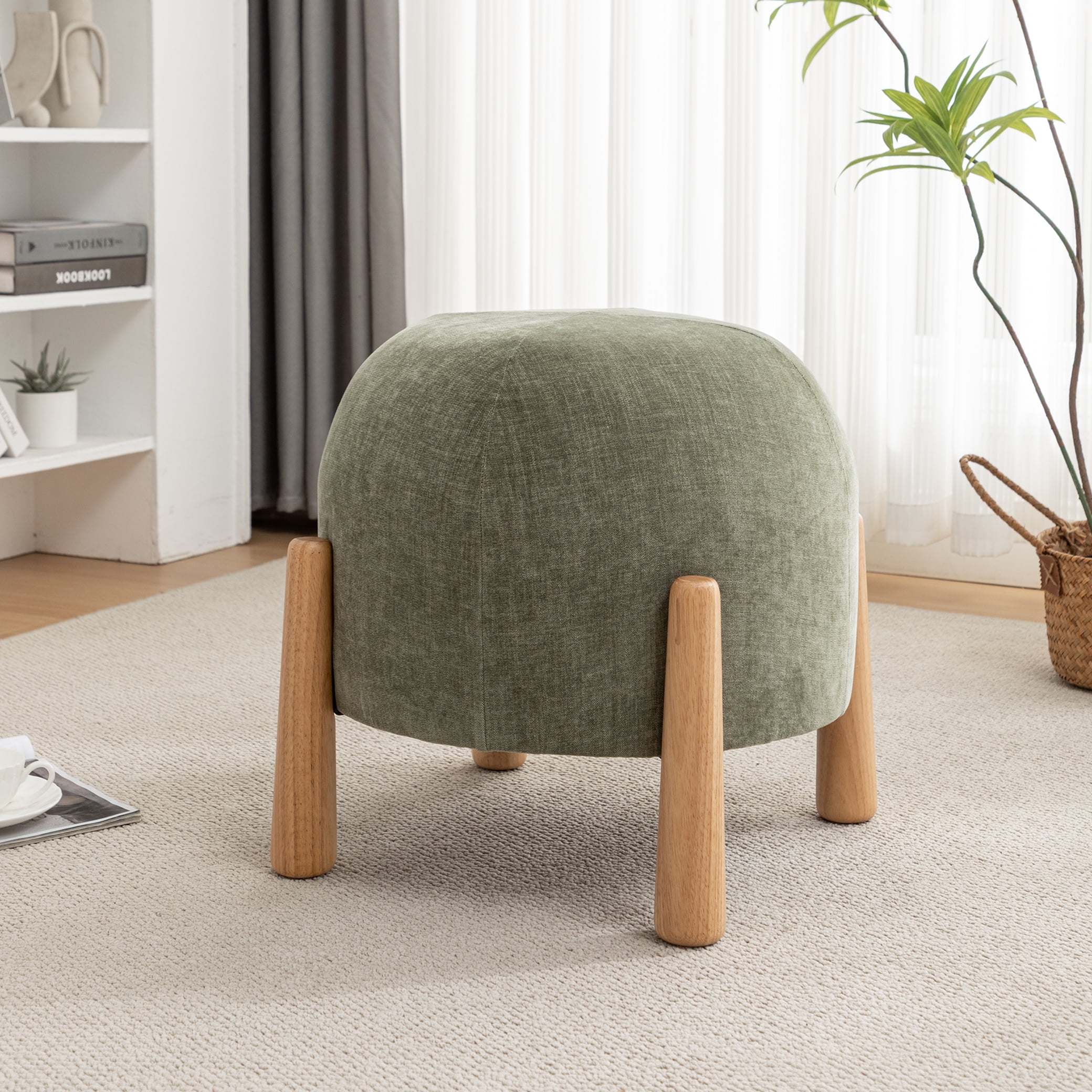 Wovenbyrd Mayfair Stackable Ottoman, Wood Legs, Nailhead Trim ...