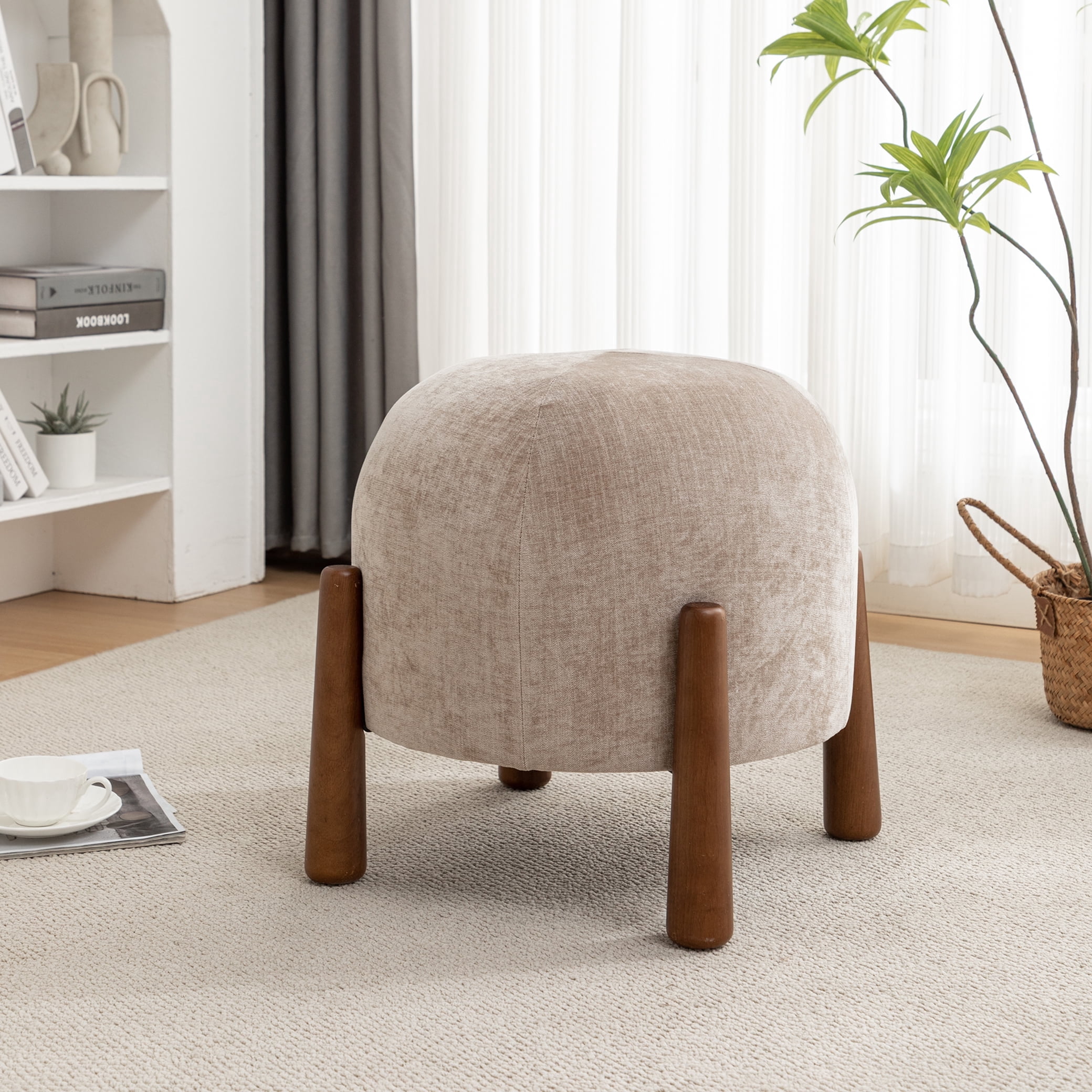 Wovenbyrd Mayfair Stackable Ottoman with Nailhead Trim, Upholstered in ...