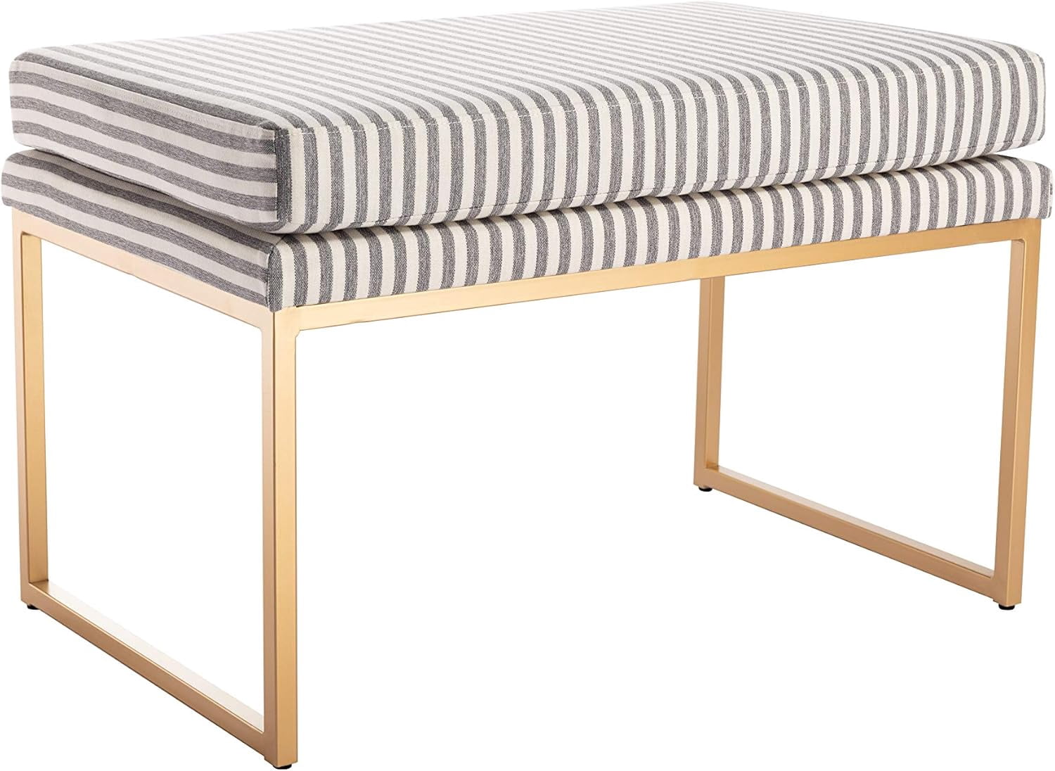 Wovenbyrd Modern Rectangular Pillowtop Ottoman Footstool with Metal ...