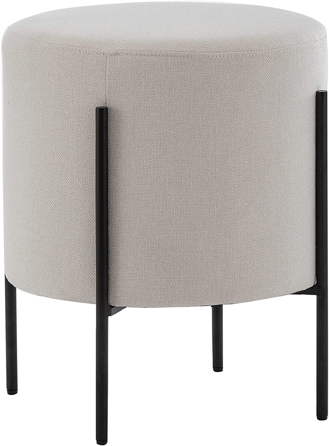 Wovenbyrd Modern Round Ottoman Footstool with Metal Base Legs, 16-Inch ...