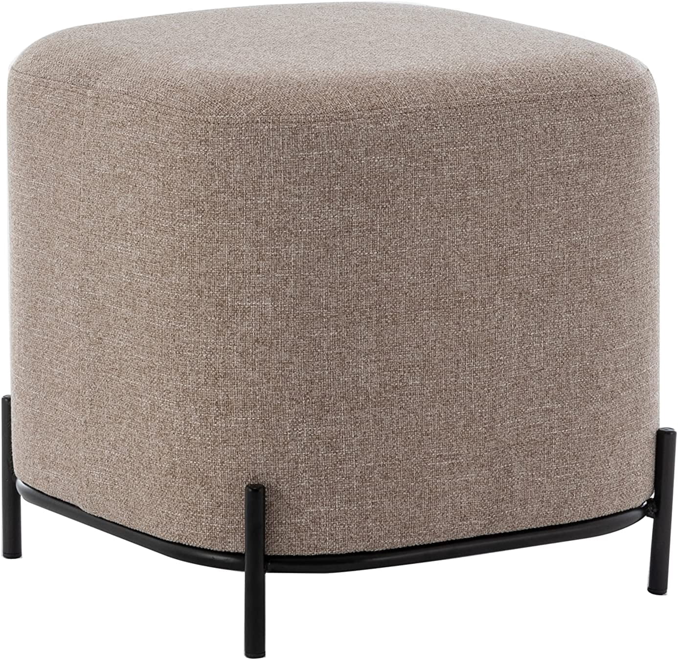 Wovenbyrd Modern Square Ottoman Footstool with Metal Base Legs, 17-Inch ...