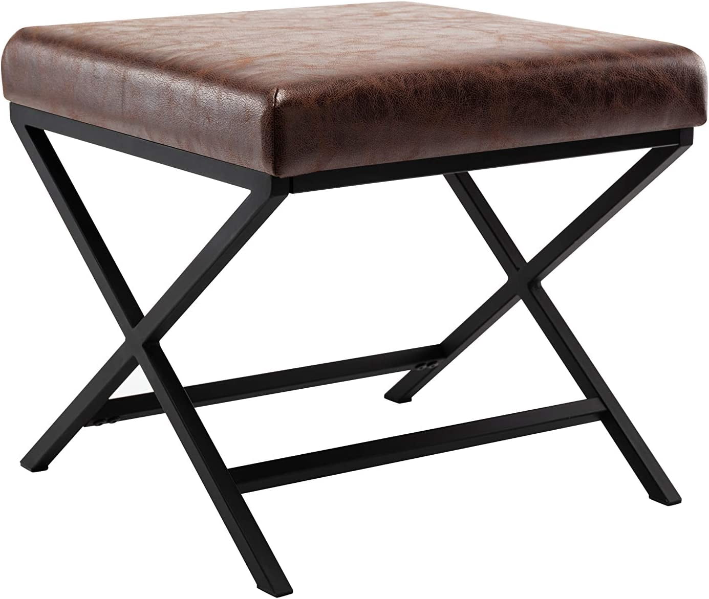 Wovenbyrd Modern Square Ottoman Footstool with Metal X-Base, 20-Inch by ...