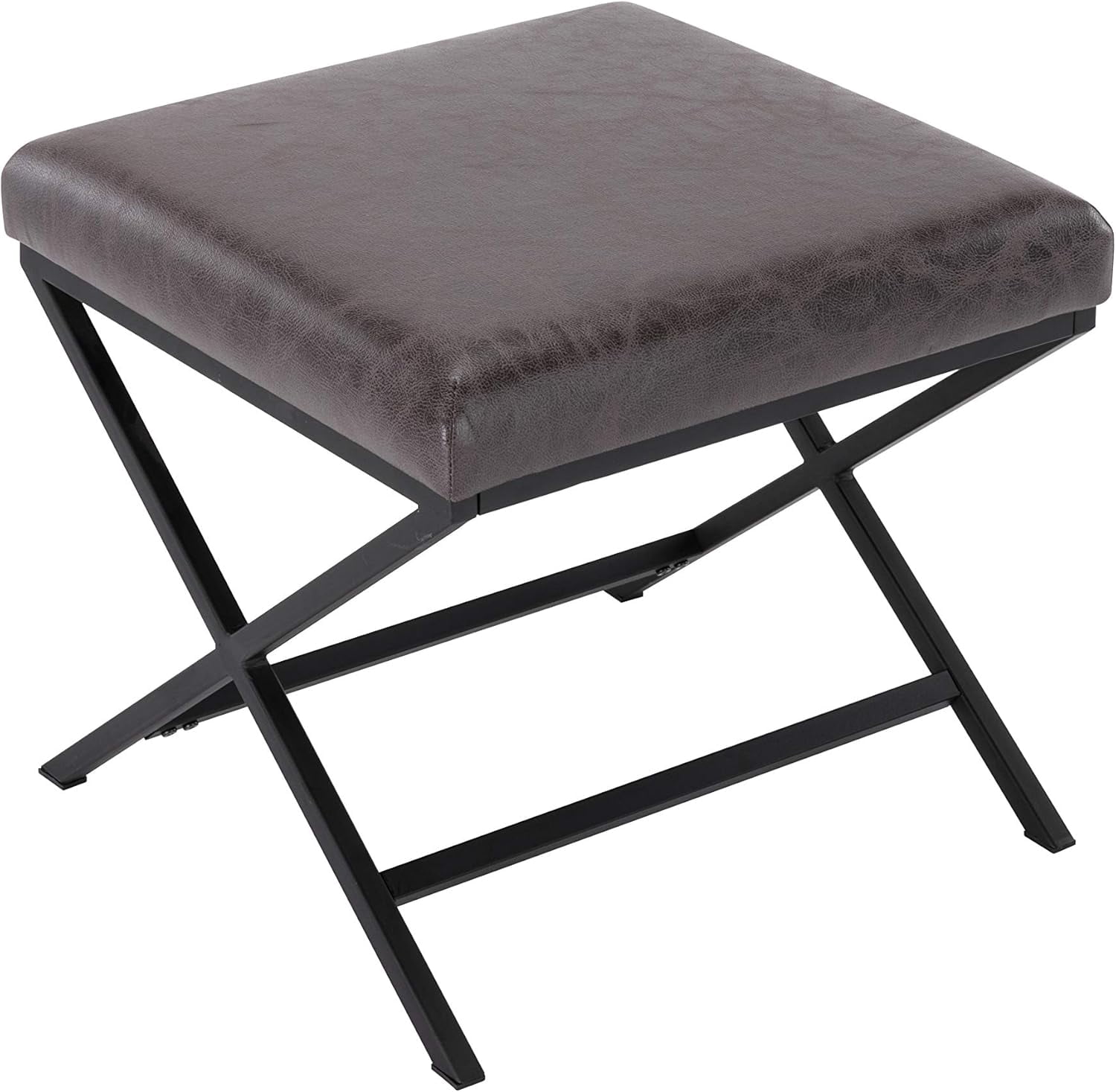 Wovenbyrd Modern Square Ottoman Footstool with Metal X-Base, 20-Inch by ...