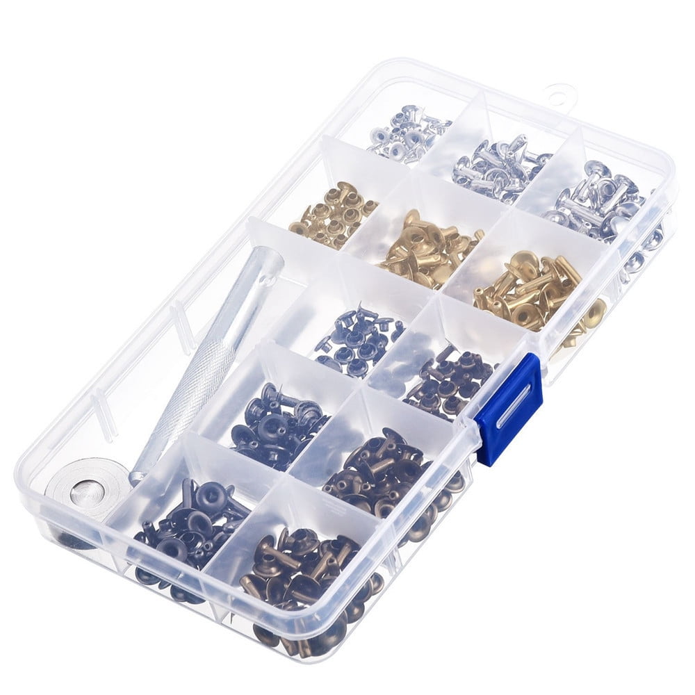 Wovilon 180 Set Leather Rivets Single Cap Metal Studs with Fixing Tool ...