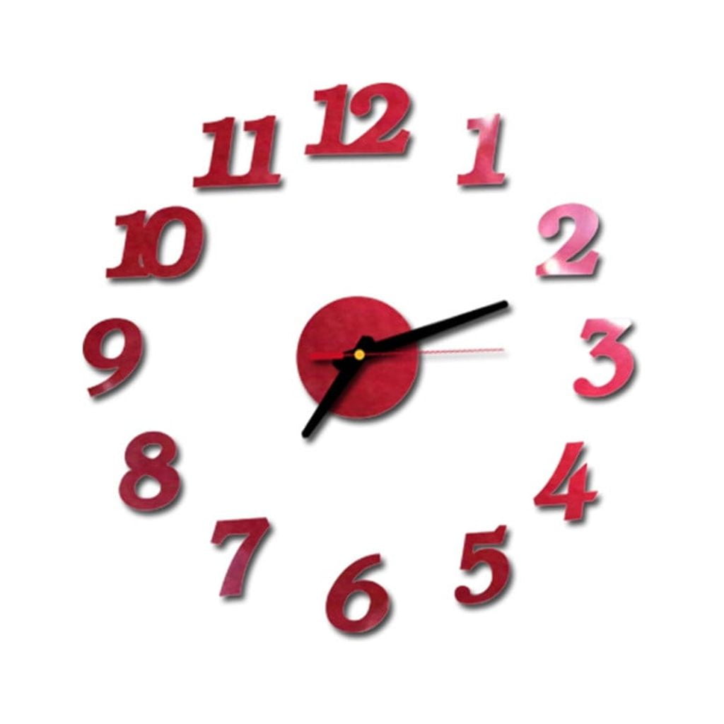 Wovilon 3D Diy Roman Numbers Acrylic Mirror Wall Sticker Clock Home ...