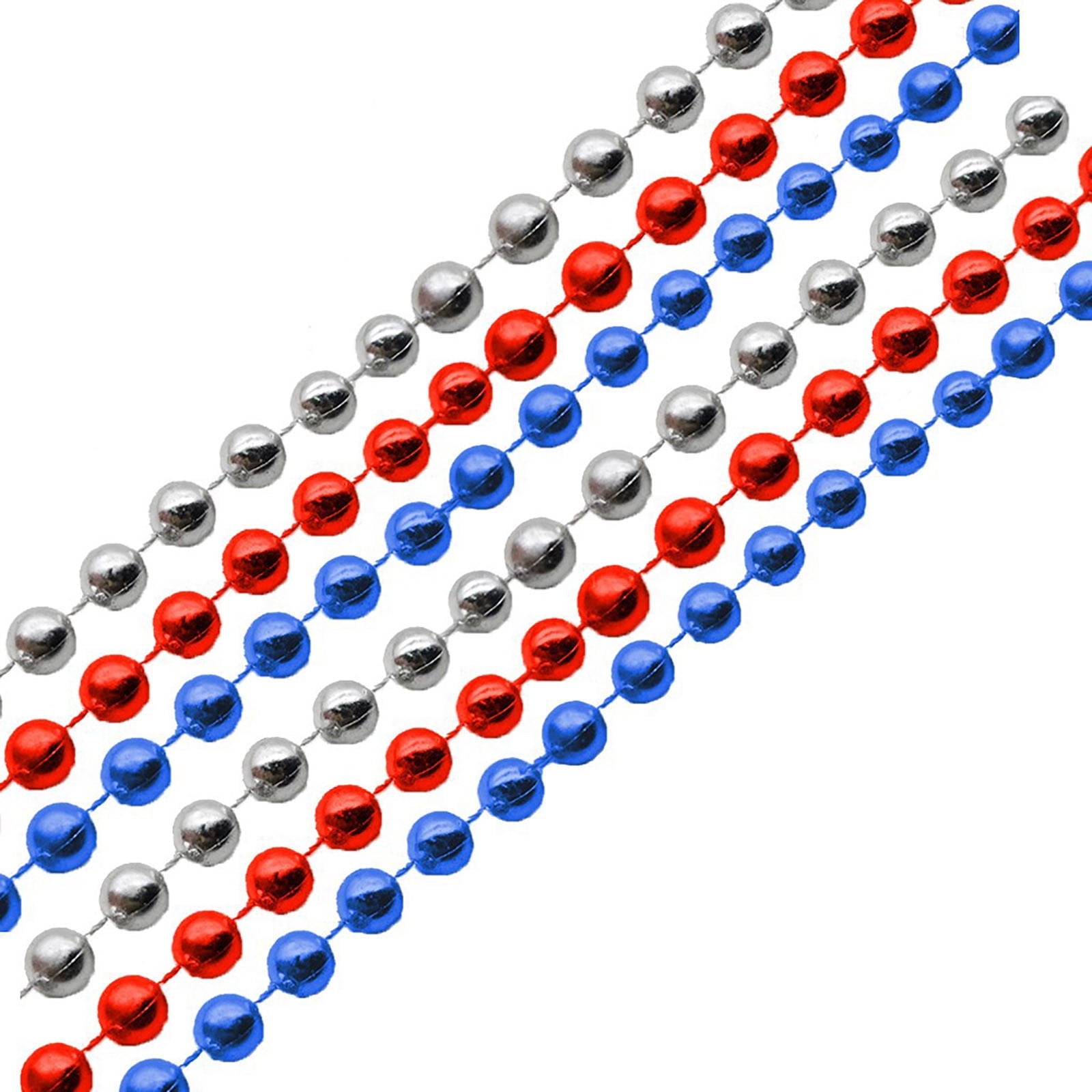 Wovilon 4Th Of July Beads Bulk, Metallic Red Bule Silver Patriotic Star Bead Necklaces For 4Th ...
