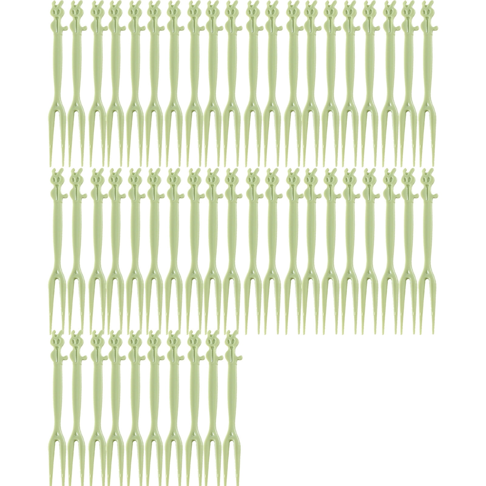 Wovilon 50Pcs Fruit Fork Disposable Plastic Fork Two Tooth Fork Dessert ...