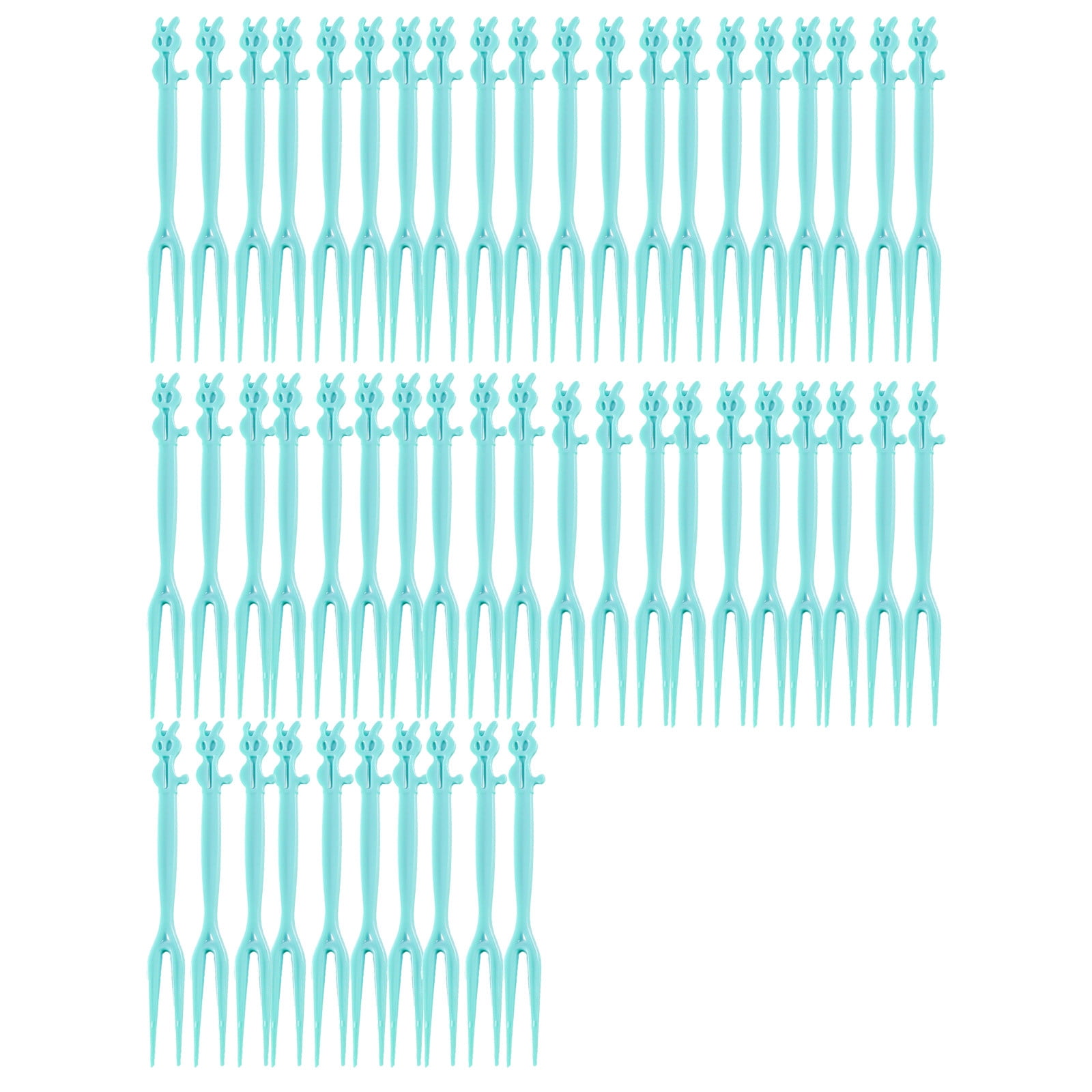 Wovilon 50Pcs Fruit Fork Disposable Plastic Fork Two Tooth Fork Dessert ...