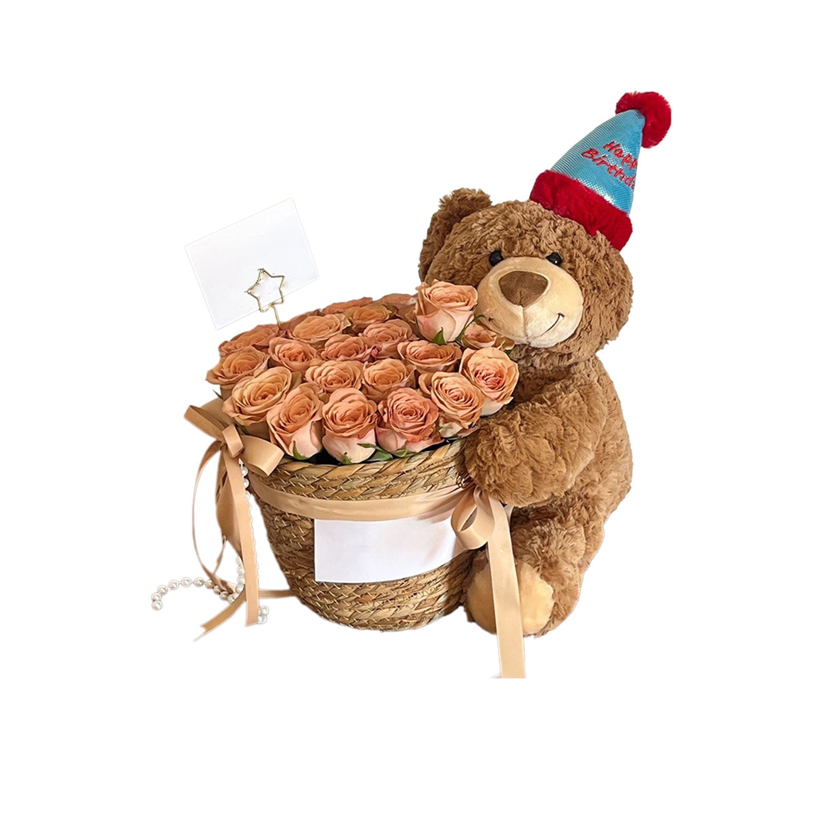 Wovilon Bear Doll Bouquet Of Eternal Flowers Cuddle Bucket Girls Birthday Gift To Girlfriend ...