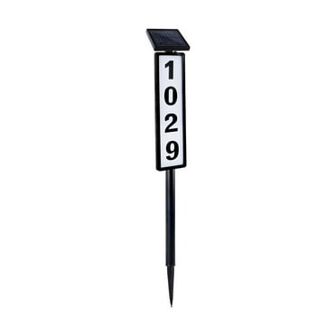 Wovilon Solar Powered Outdoor Address Sign (Black), Waterproof LED ...