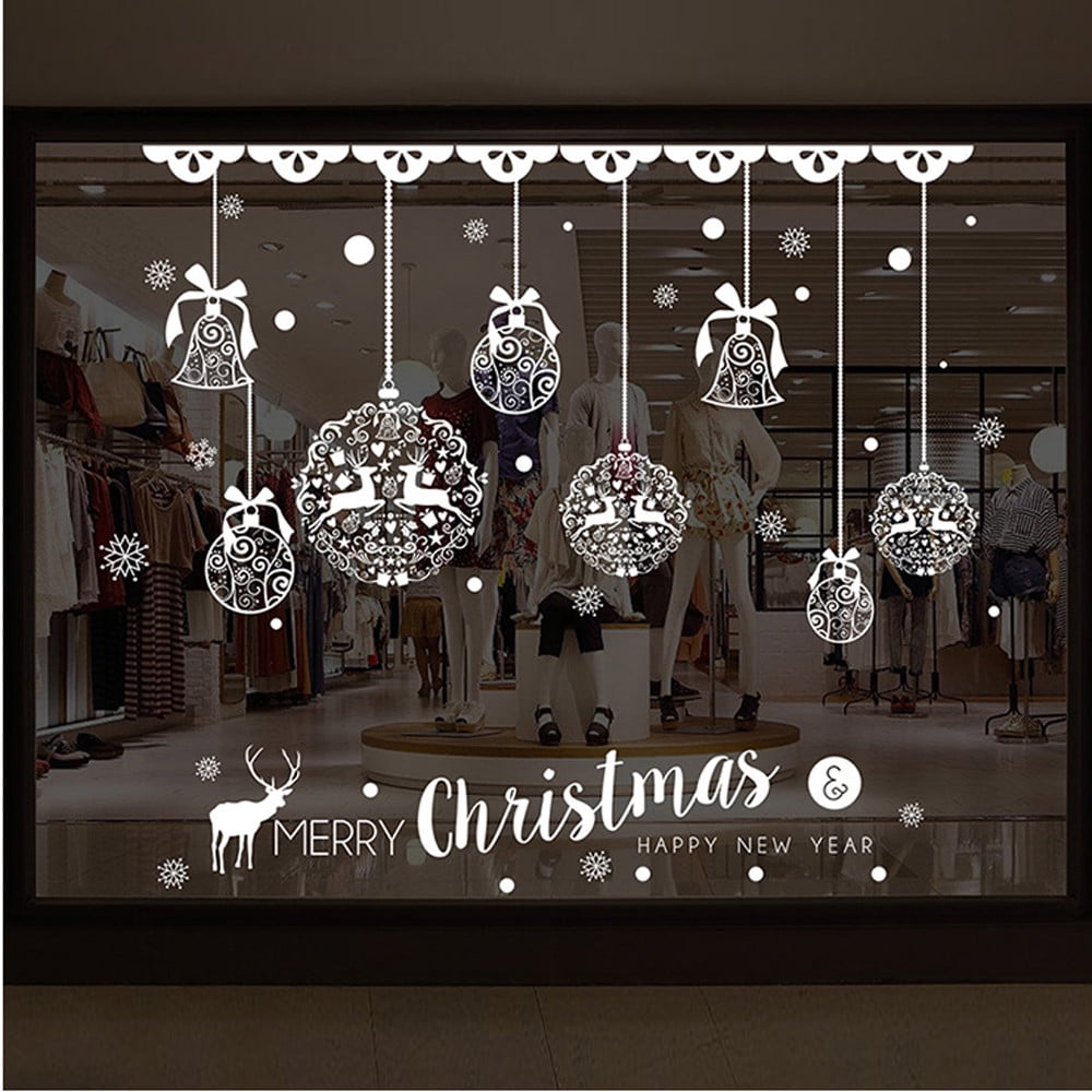 Wovilon Christmas Decor Christmas Shop Window Decoration Wall Removable ...