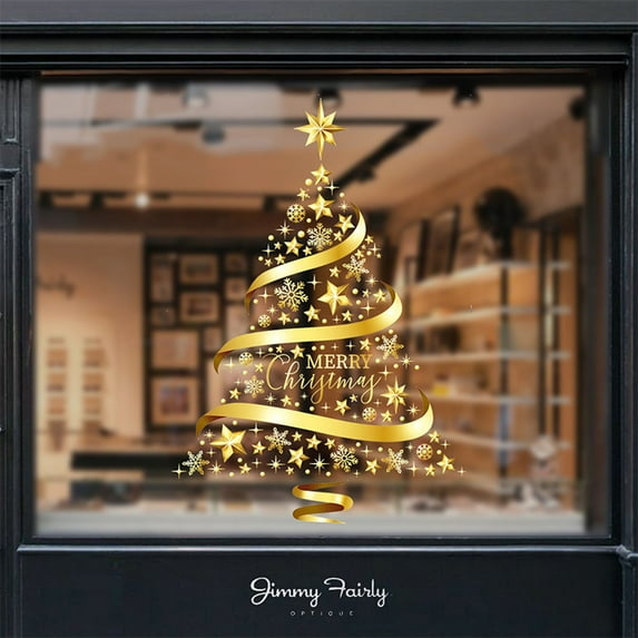 Wovilon Christmas Decor Removable Cling Colorful Christmas Tree Window ...