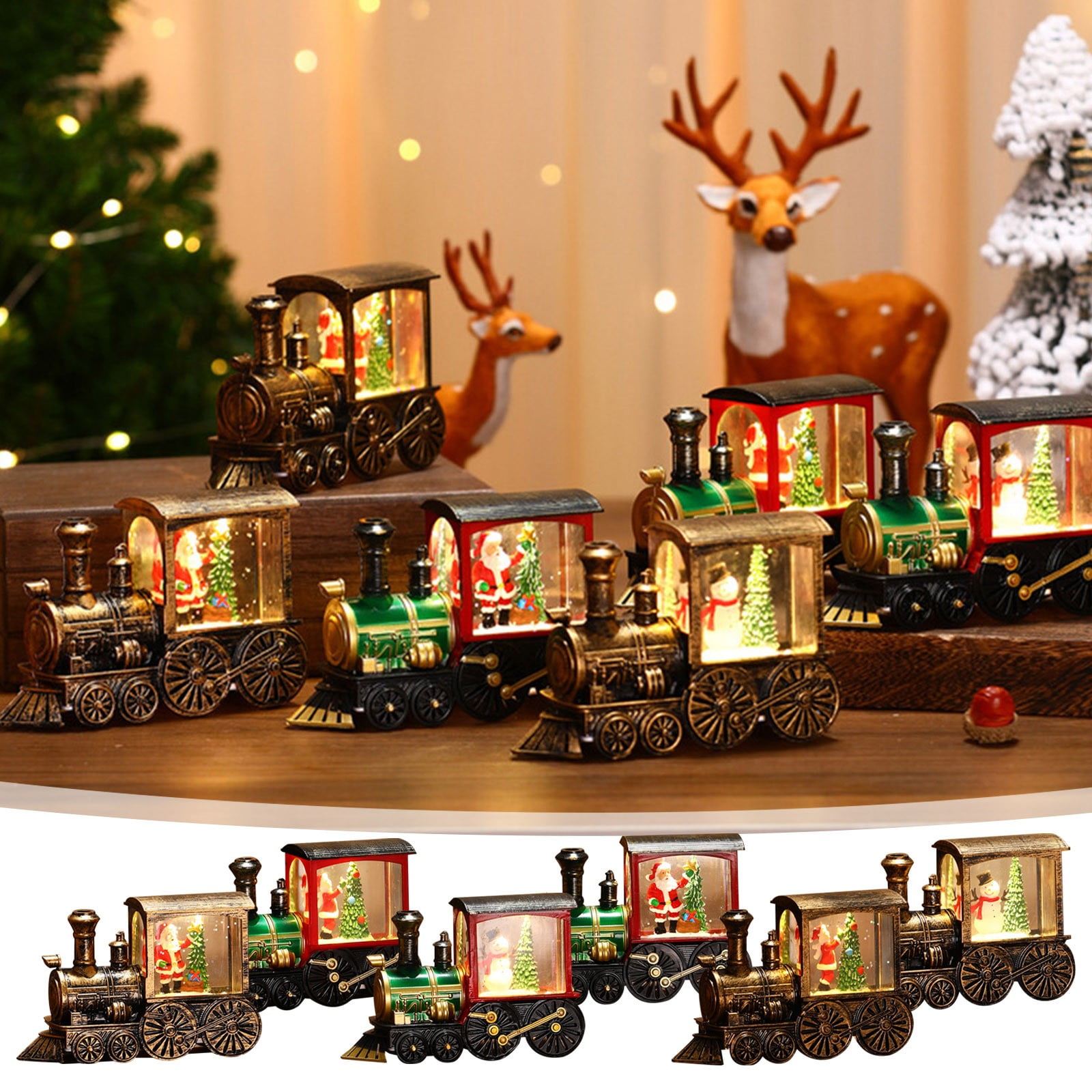 Wovilon Christmas Decorations Indoor Christmas Luminous Train Ornaments ...