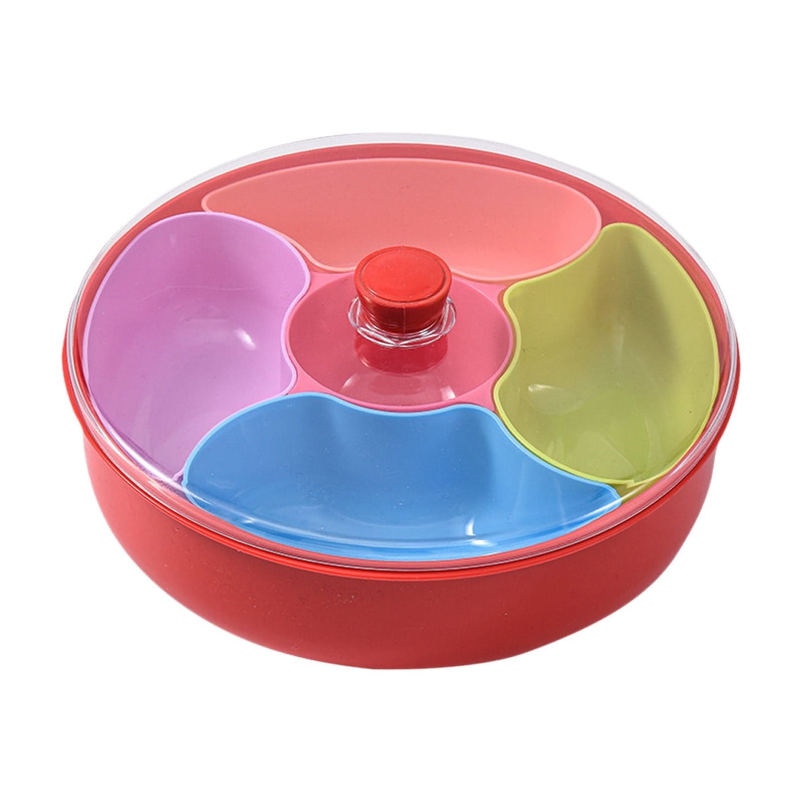 Wovilon Colorful Dried Fruit Box Plastic Compartment Candy Box Round ...