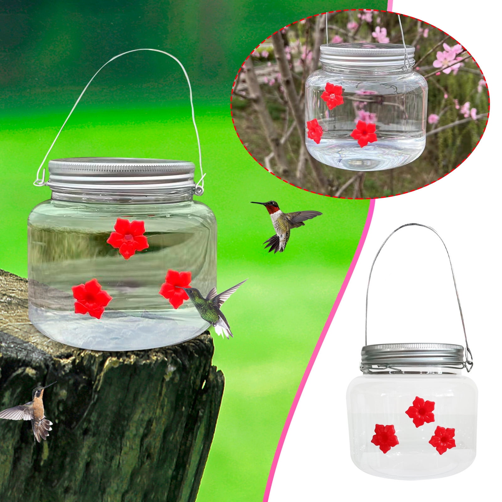 Wovilon Creative Plastic Hummingbird Feeder, Portable Hanging Outdoor ...