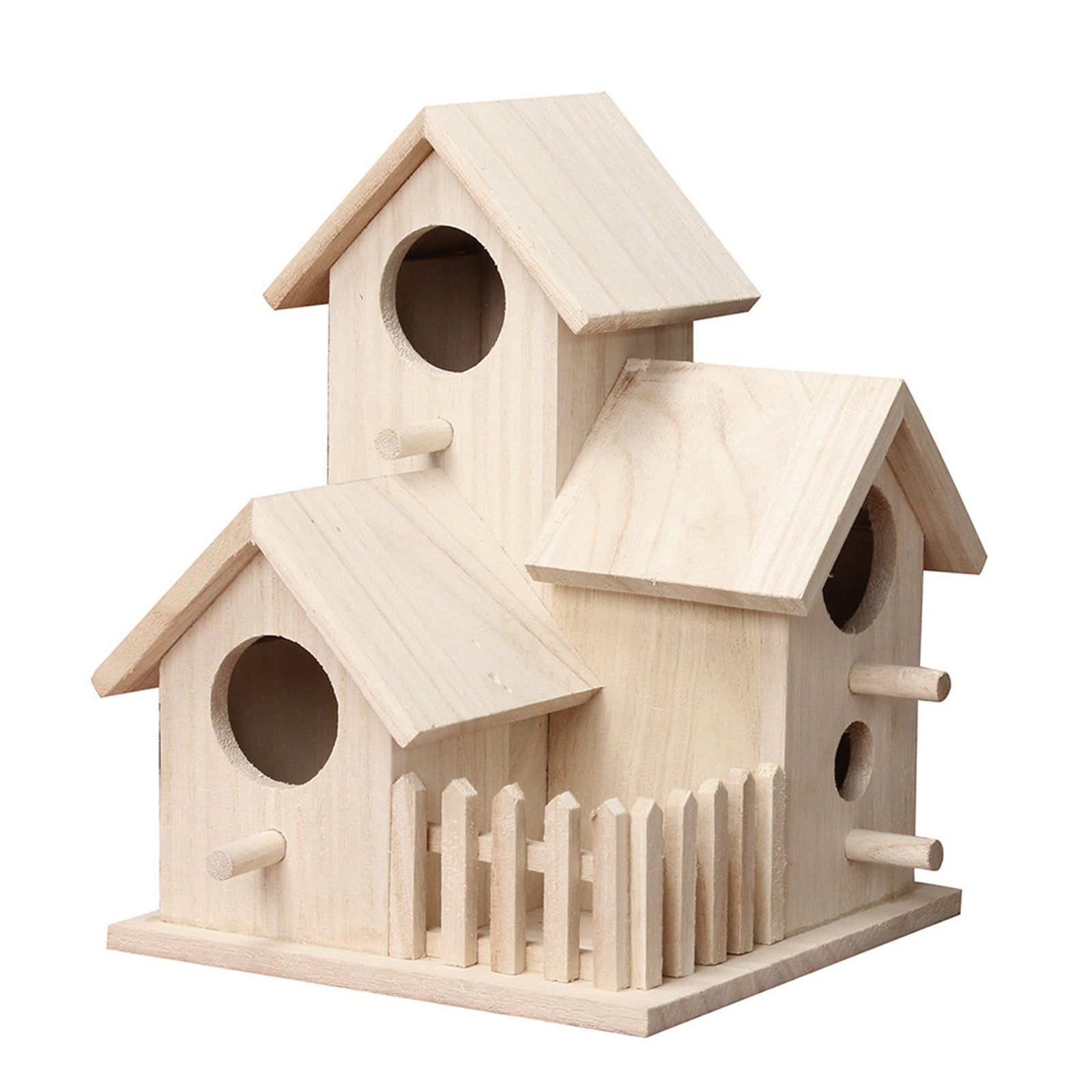 Wovilon Creative Wall-Mounted Wooden Bird House, Outdoor Bird Box, 20 ...