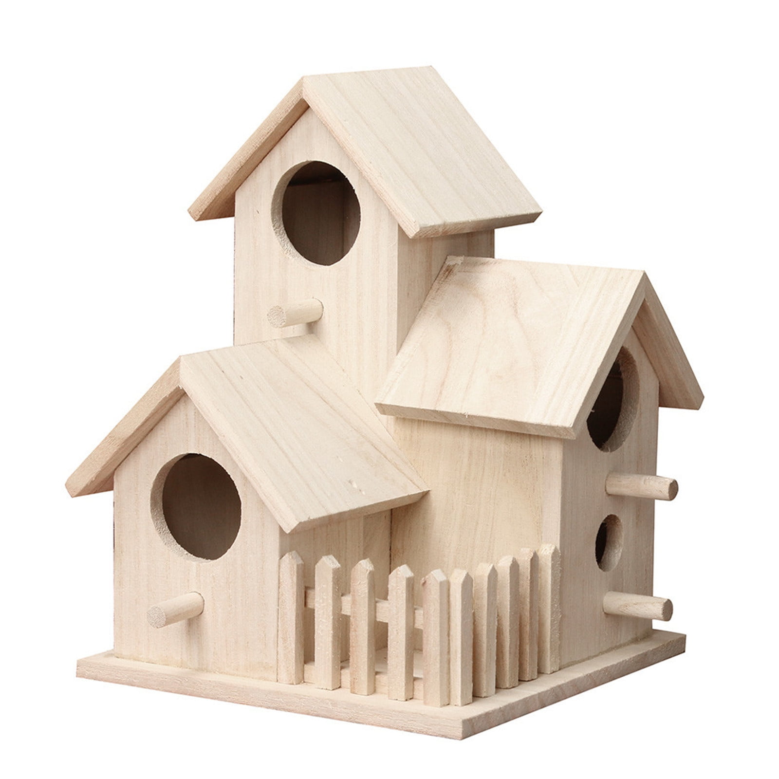 Wovilon Creative Wall-Mounted Wooden Outdoor House Bird House Bird Box ...
