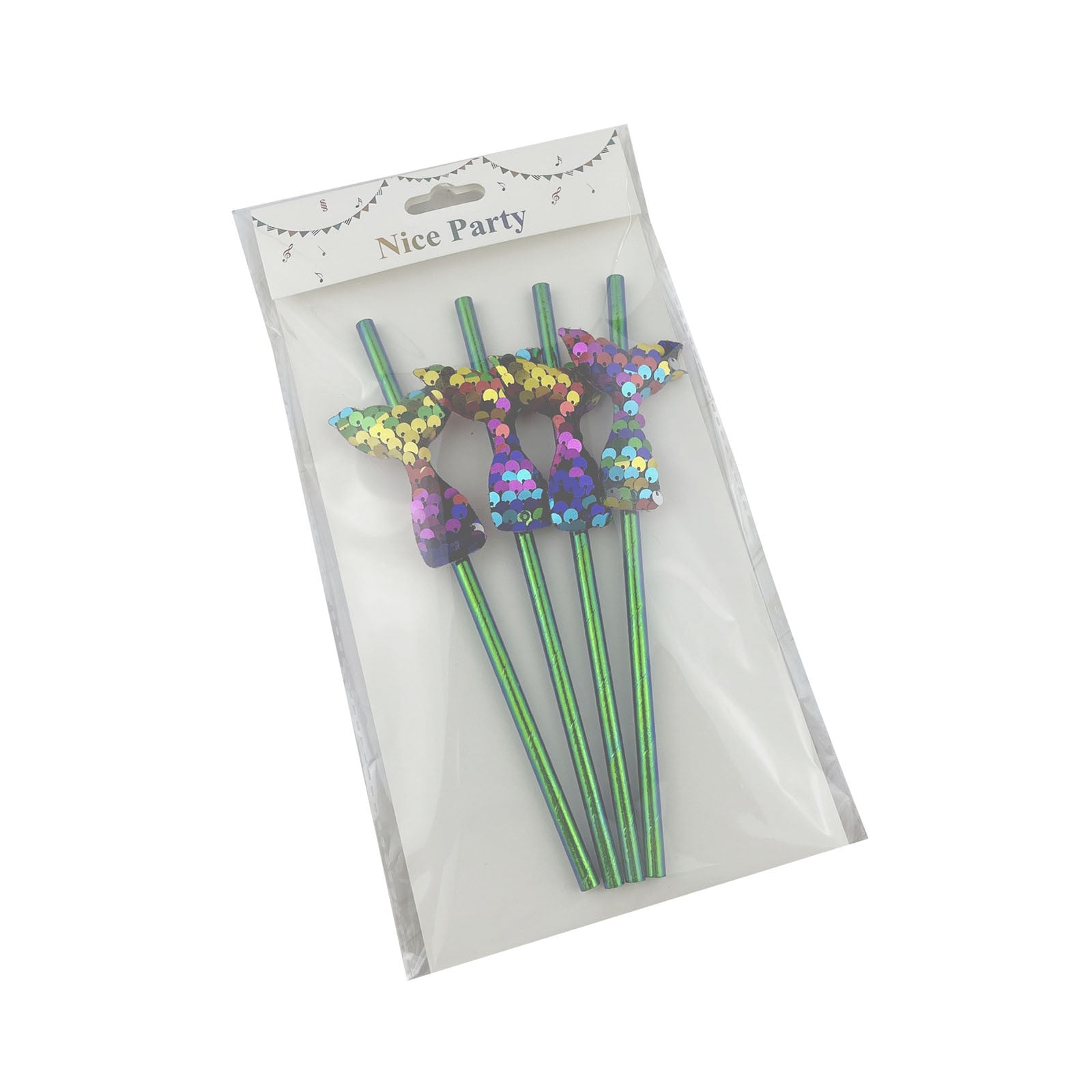 Wovilon Disposable Paper Straws Mermaids Shape, Party Sequins, Fish ...
