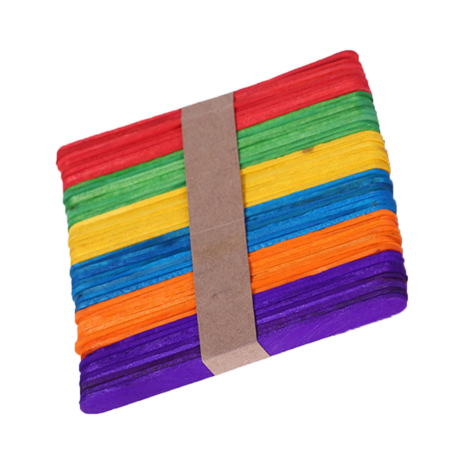 Wovilon Diy Early Education Material Wood Color Ice Cream Stick Ice