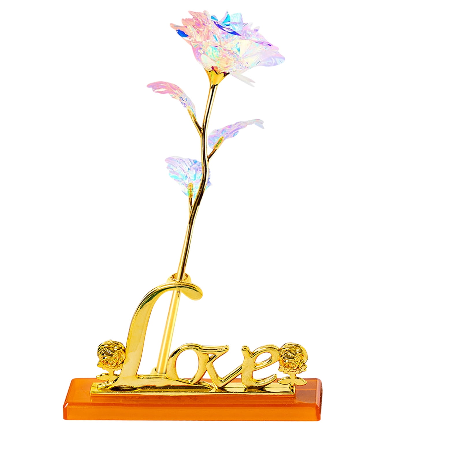 Wovilon Double Couple Galaxy Forever Crystal Colorful Rose Flower with ...