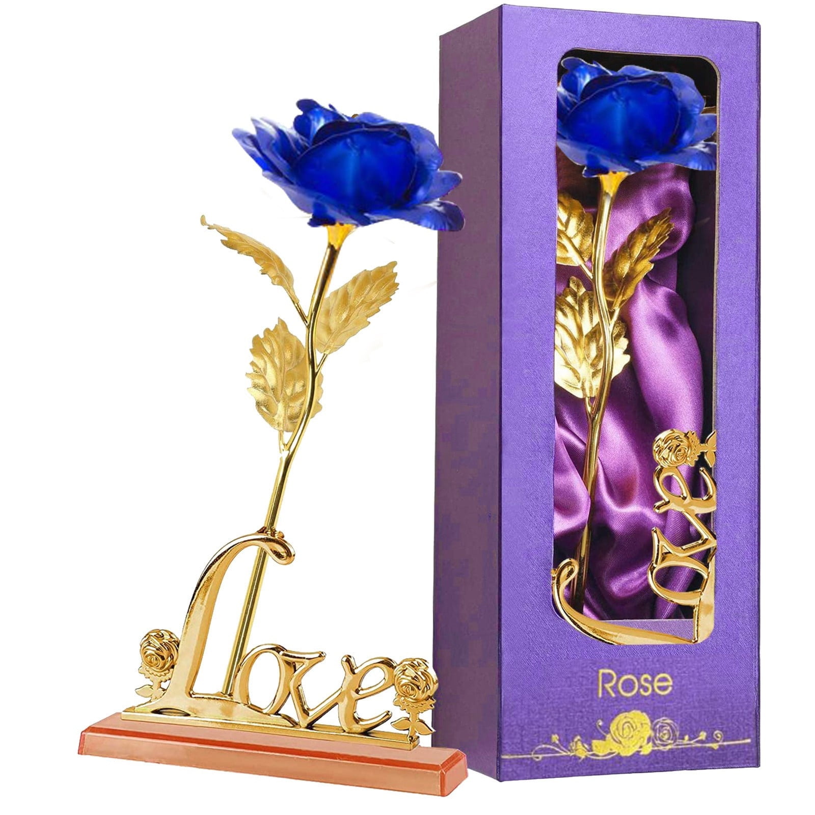 Wovilon Double Couple Galaxy Forever Crystal Colorful Rose Flower with ...