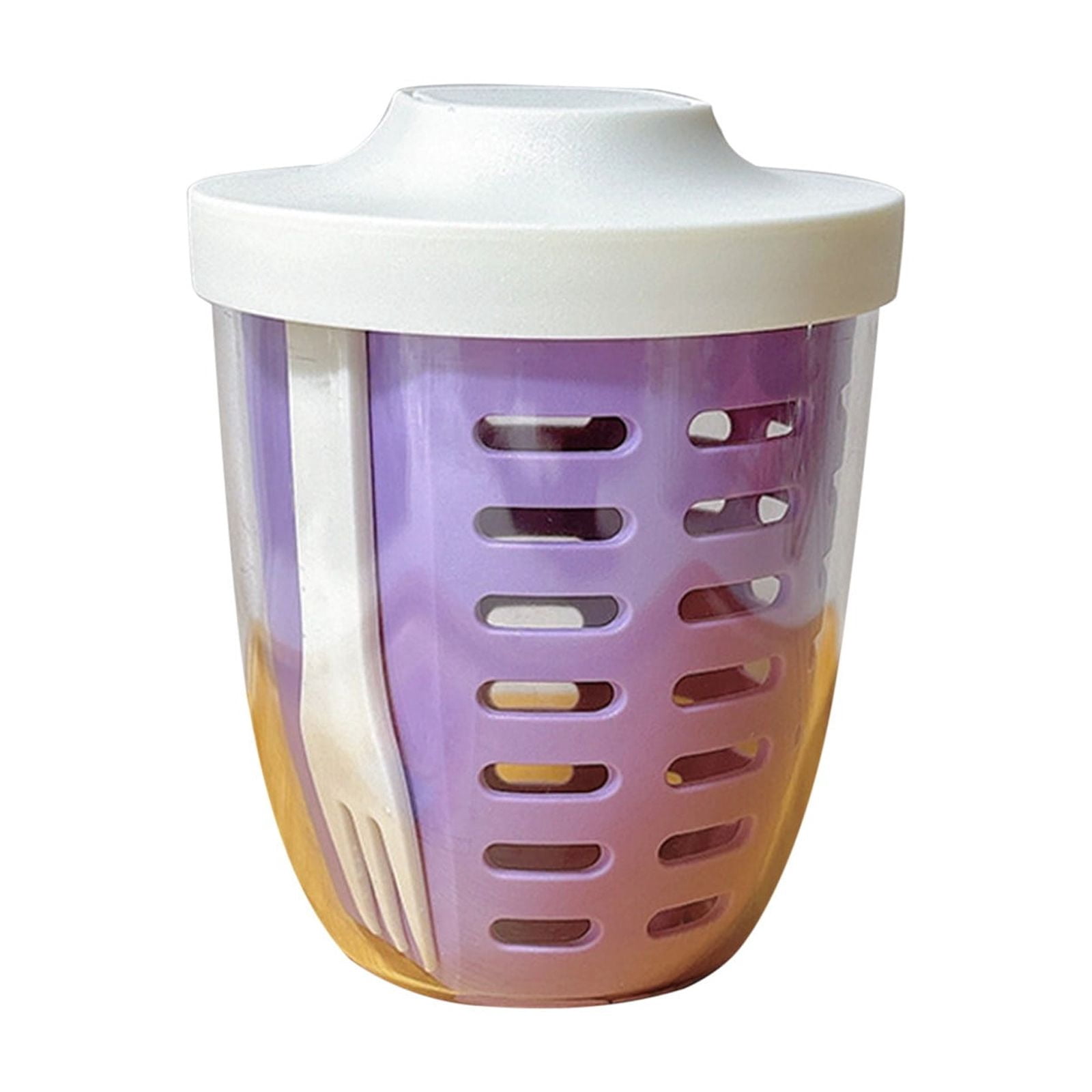 Wovilon Fruit Slaw Storage Cup With Lids And Fork Plastic Food Storage ...