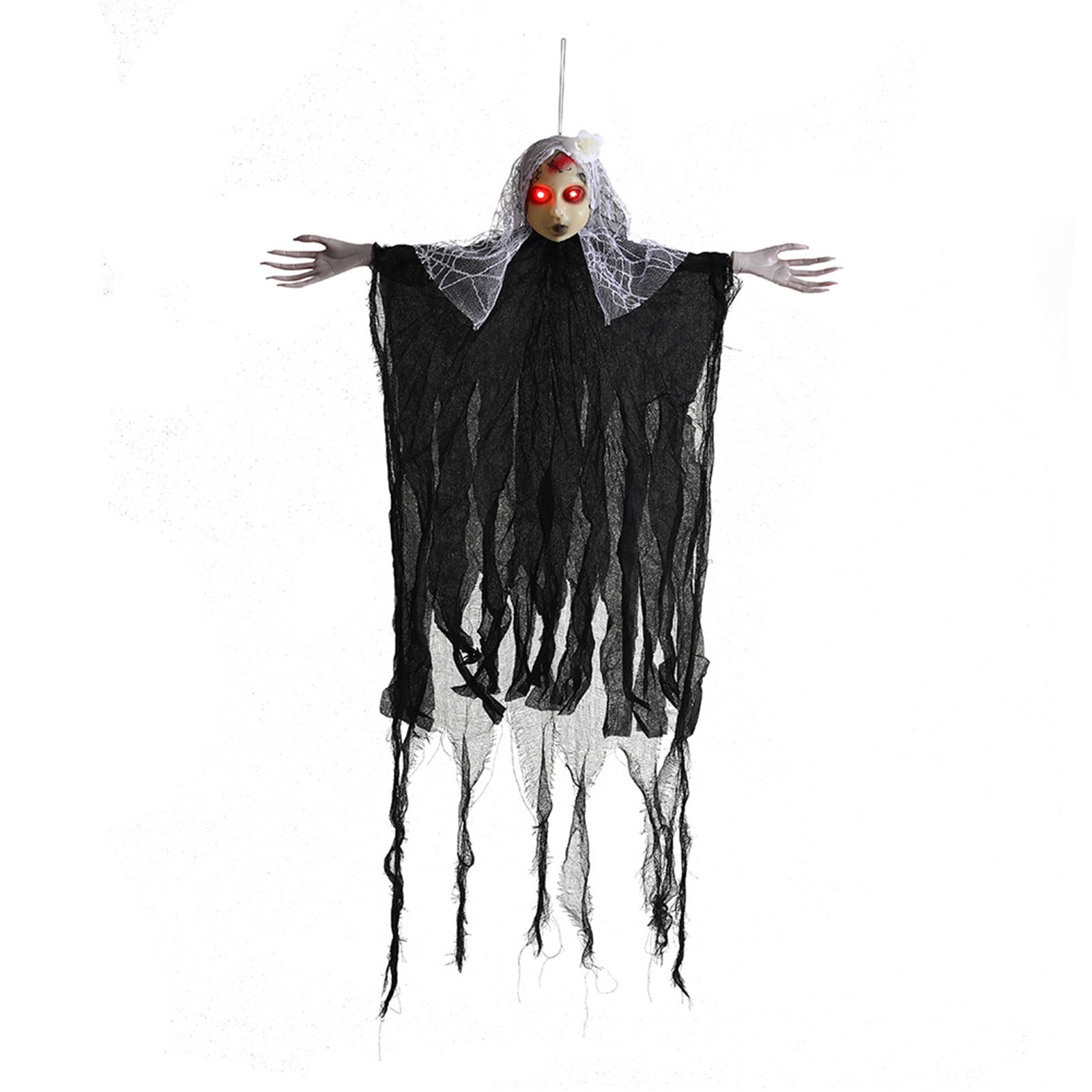 Wovilon Halloween Hanging Ghost Voice Activated Female Ghost Red ...