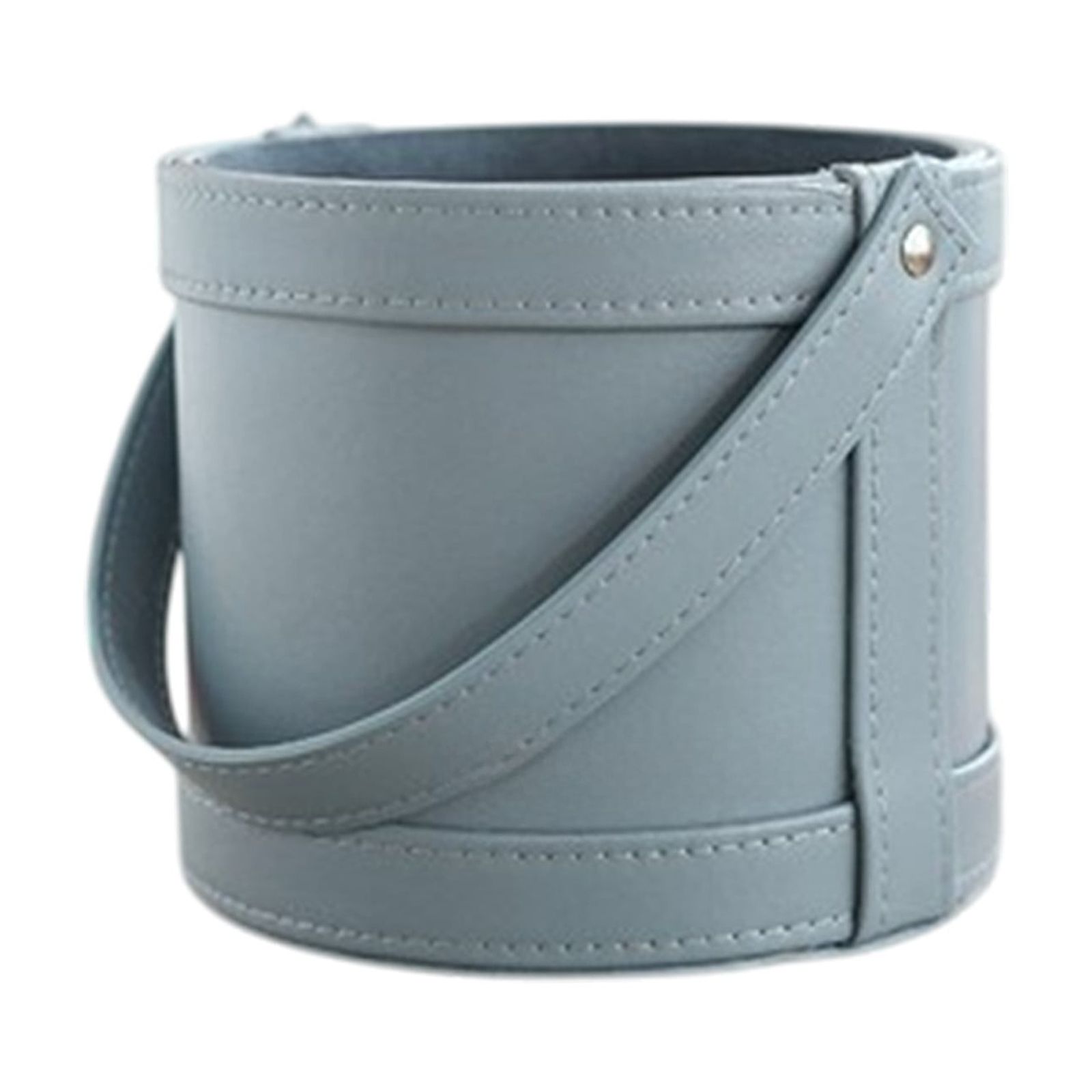 Wovilon Handheld Leather Bucket Flower Box Round Handheld Gift Box ...
