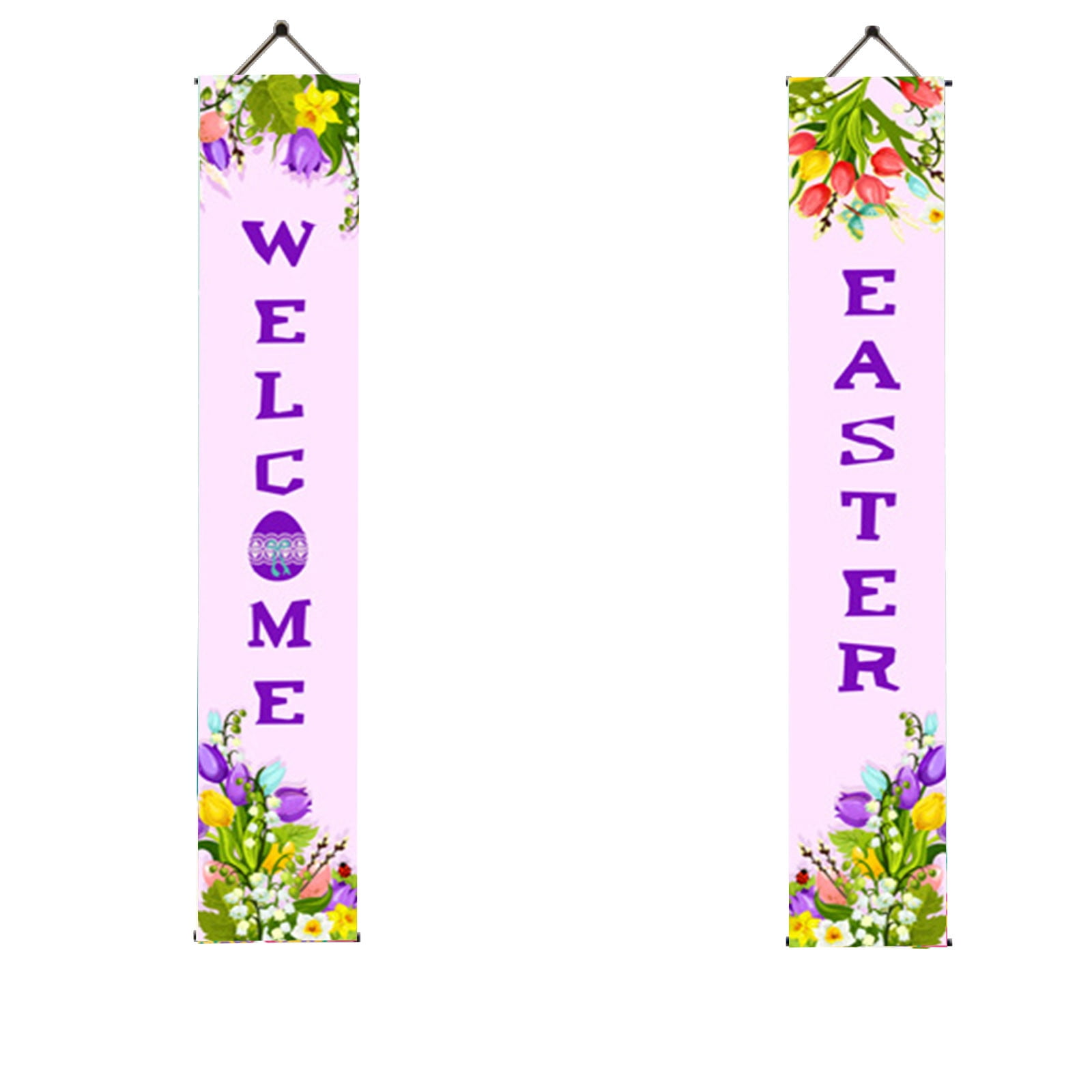 Wovilon Happy Easter And Hello Spring Porch Sign Easter Hanging Wall ...