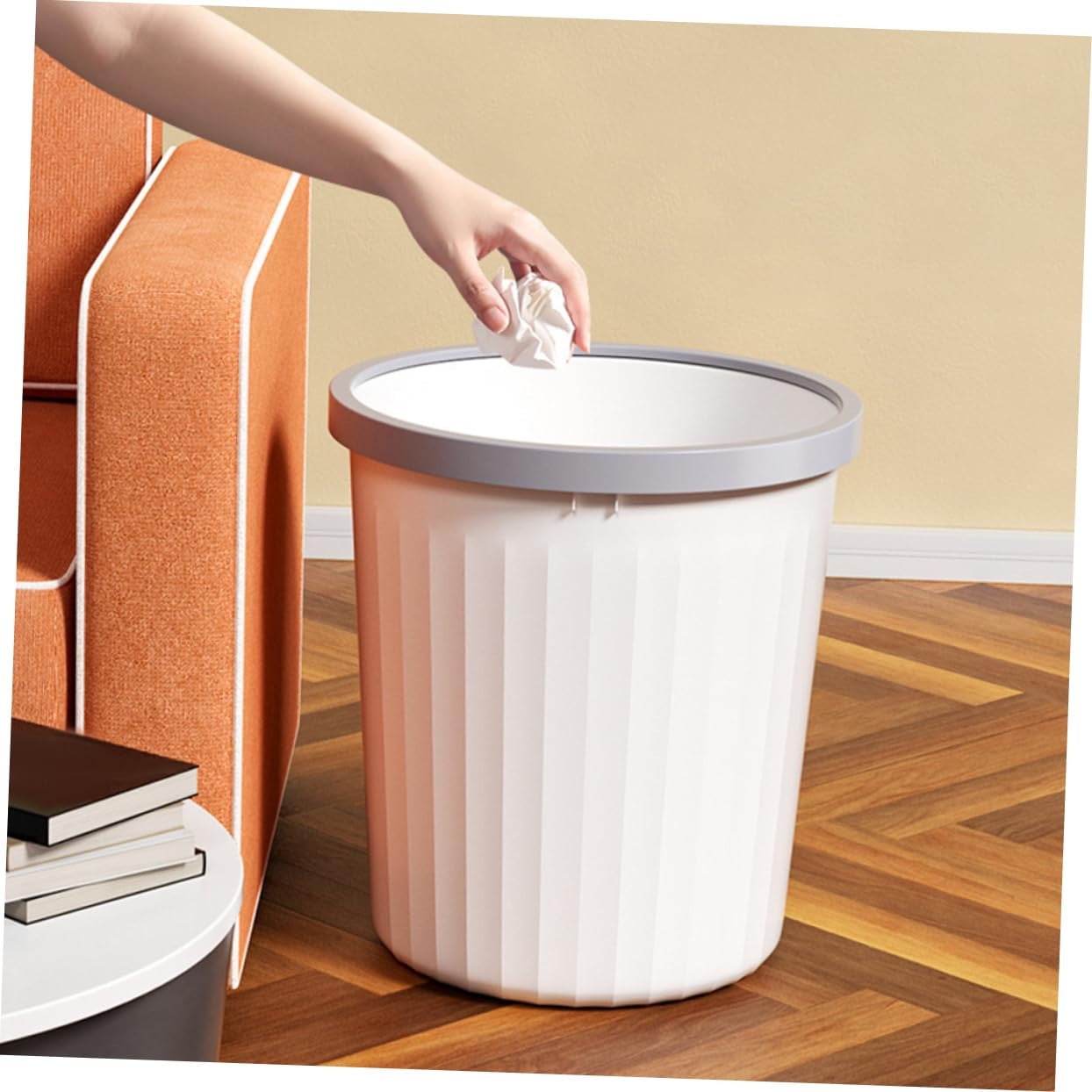 Wovilon Household Thickened Plastic Pressure Ring Waste Basket Large ...