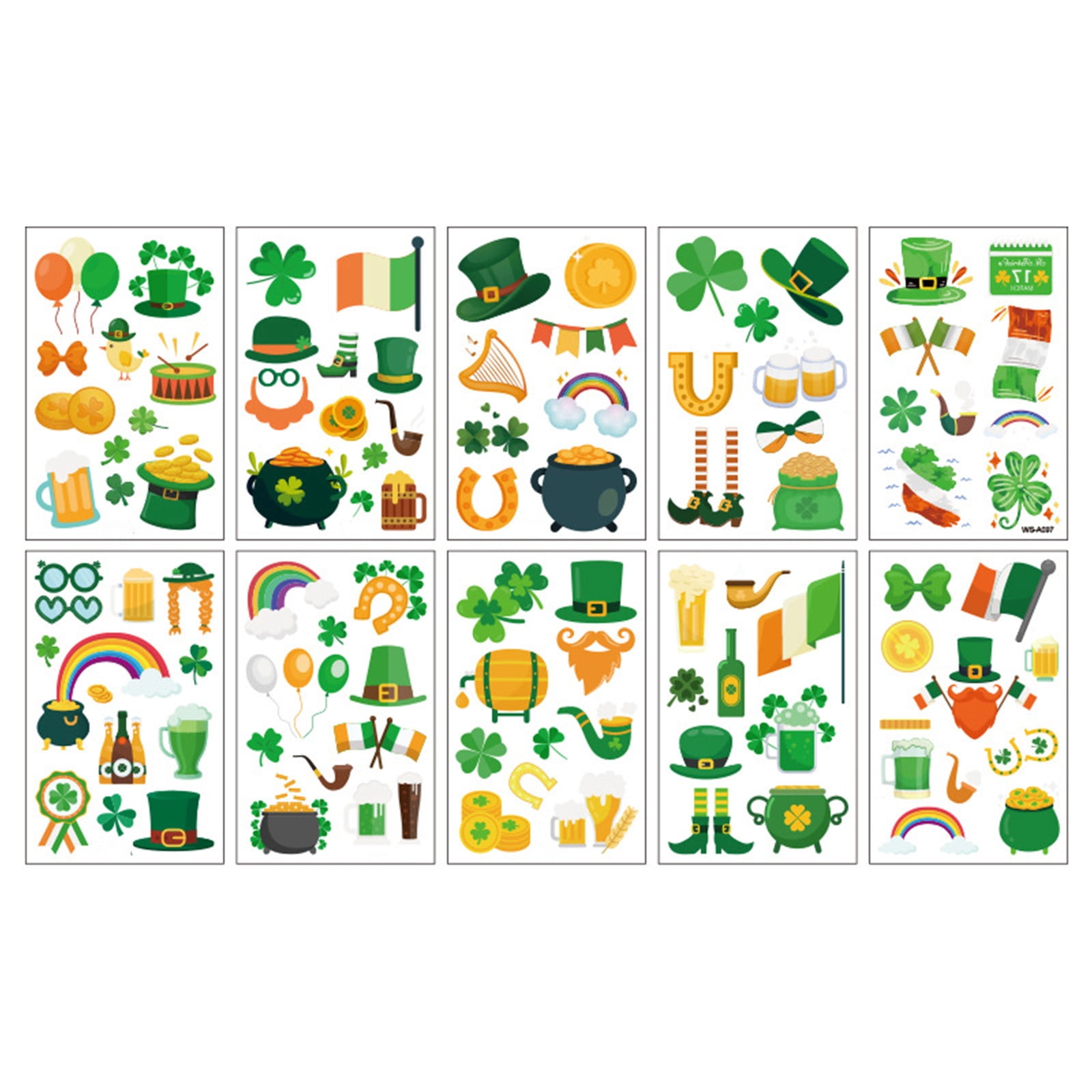 Wovilon Irish Festival Tattoos Sticker Face Waterproof Sweatproof Paper ...