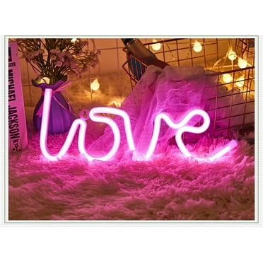 BrightSide 12" Heart Shaped LED Neon Table Light, Pink, Battery-Powered ...