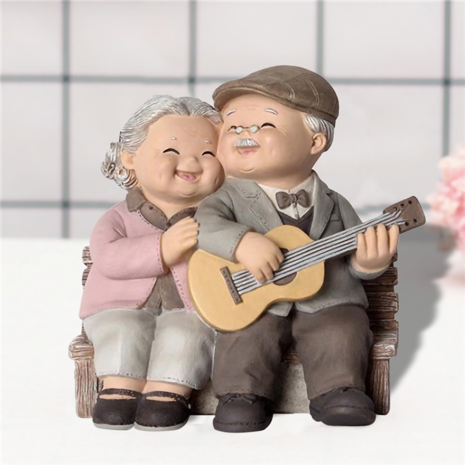 Wovilon Loving Elderly Couple Miniature Figurines Grandparents Parents ...