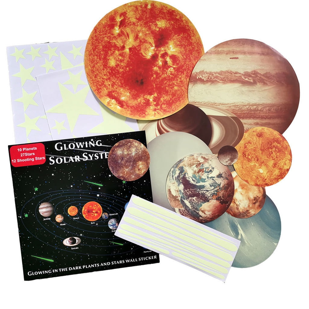 Wovilon Luminous Planets Pvc Wall Stickers Glow in Dark Planets Bedroom ...