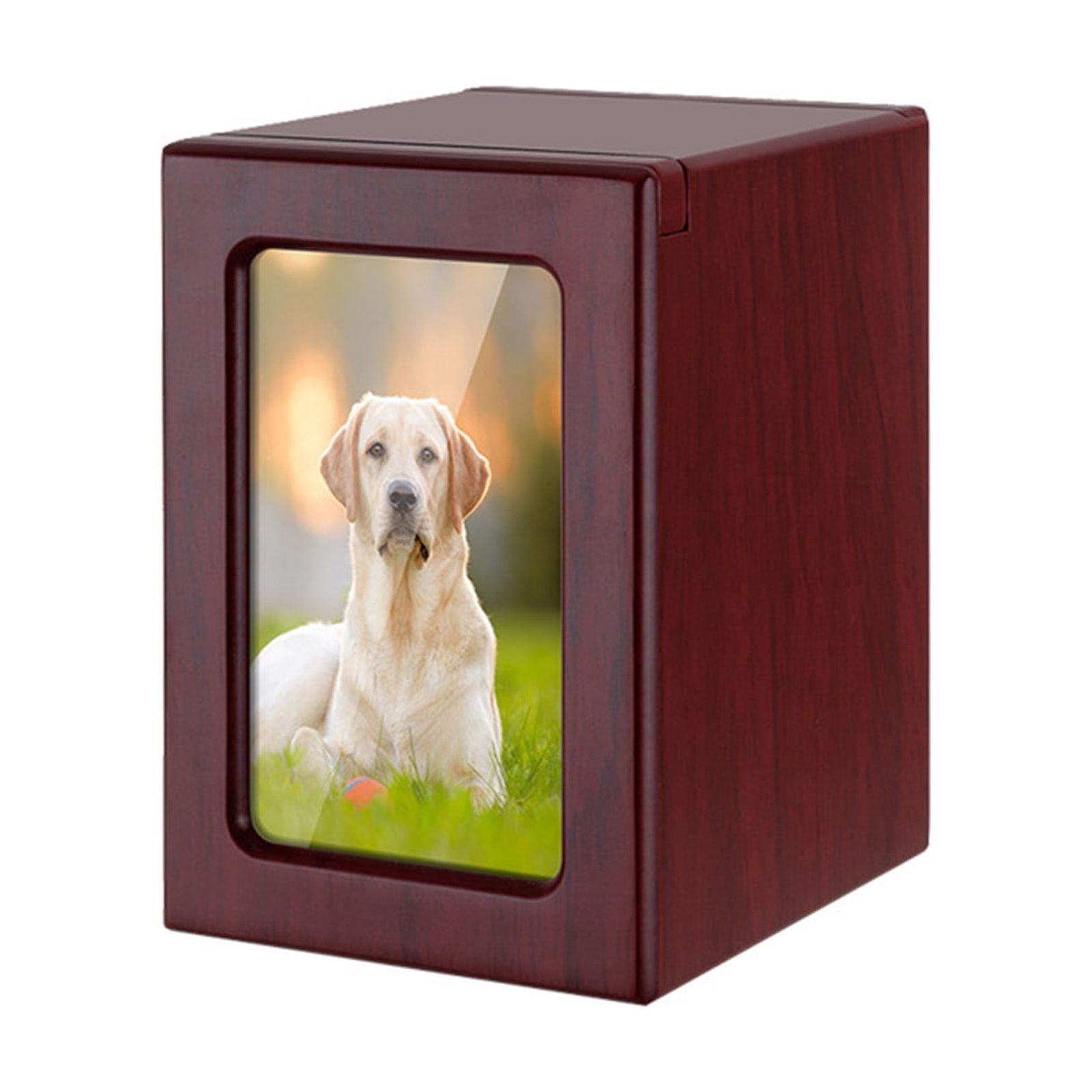 Wovilon Wooden Pet Cremation Box, Memorial Urn with Photo Frame, Holds ...