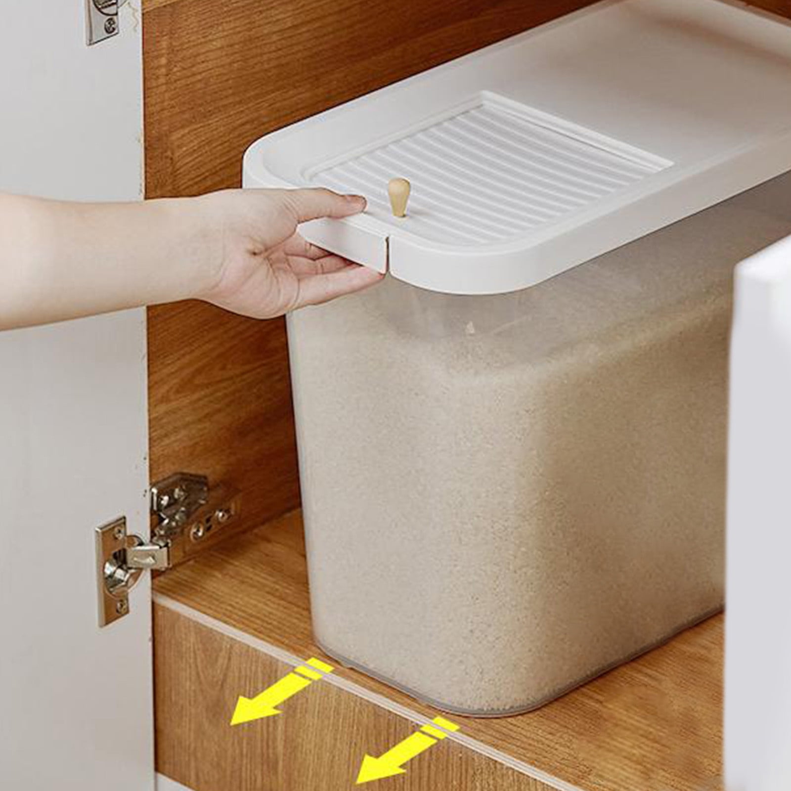 Wovilon Push Pull Rice Bucket Food Grade Rice Storage Box Pulley ...