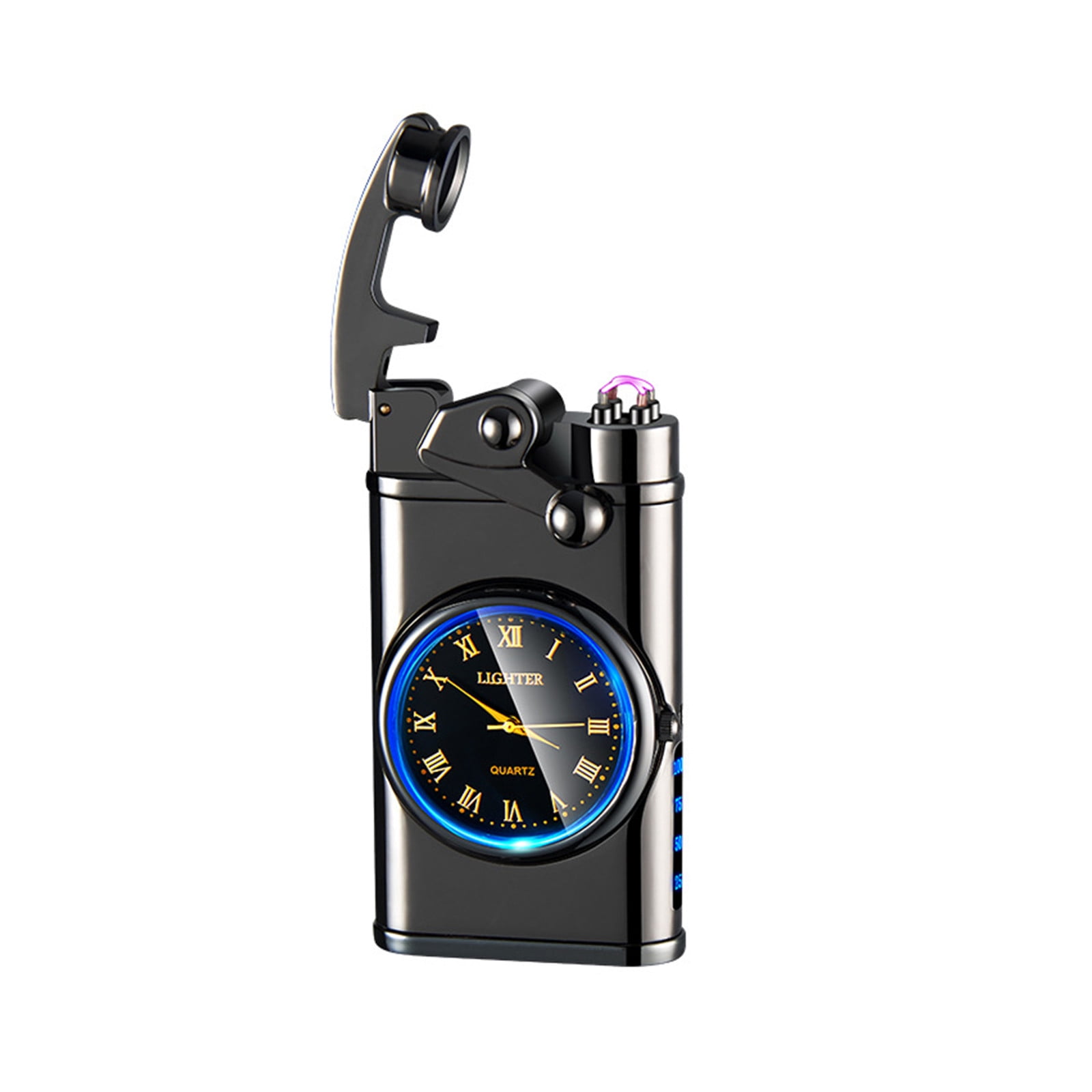 Wovilon Rechargeable Double Current Electronic Lighter With Clock RGB ...