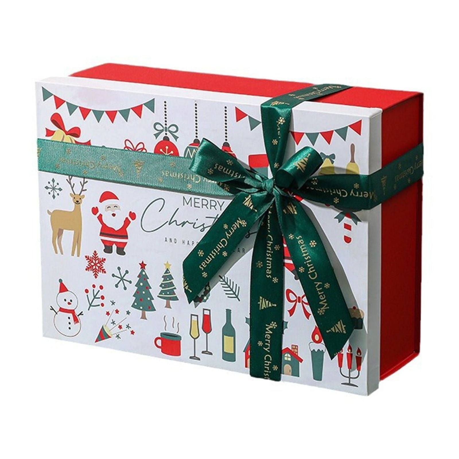 Wovilon Red Christmas Gift Box Ribbon Box Christmas Eve Candy Packaging ...