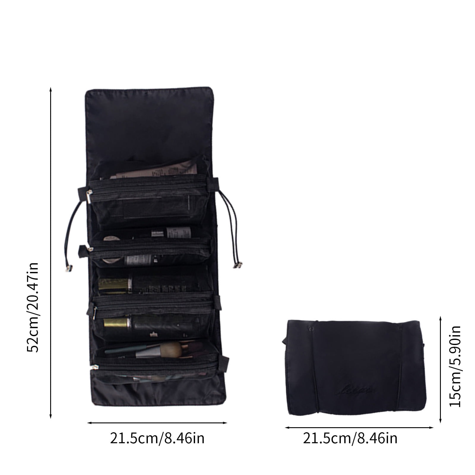 Wovilon Roll Up Makeup Bag Hanging Roll Up Toilet Bag Travel Women's ...