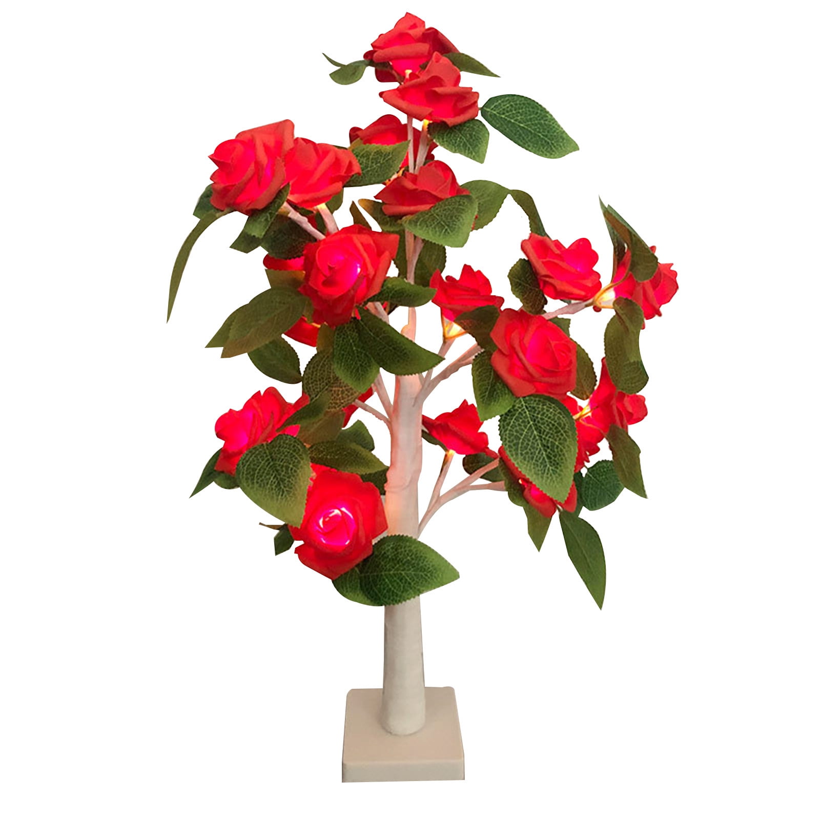 Wovilon Rose Lamp Tabletop Tree, Christmas Rose Tree With Lights Decor ...