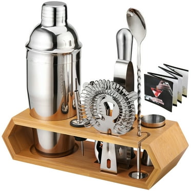Herrnalise Cocktail Shaker Set With Bamboo Stand,23-Piece Set,Gifts For ...