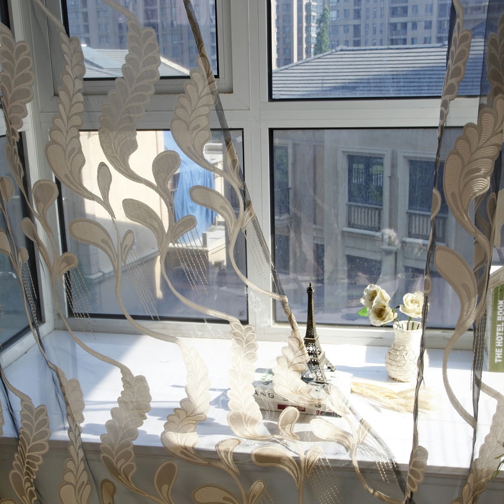 Wovilon Sheer Curtain Tulle Window Treatment Voile Drape 1 Panel Fabric ...