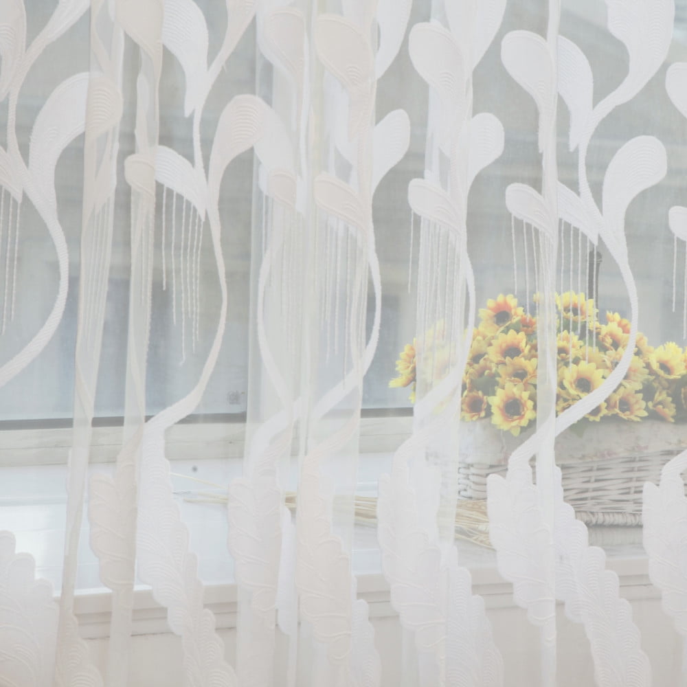 Wovilon Sheer Curtain Tulle Window Treatment Voile Drape 1 Panel Fabric ...