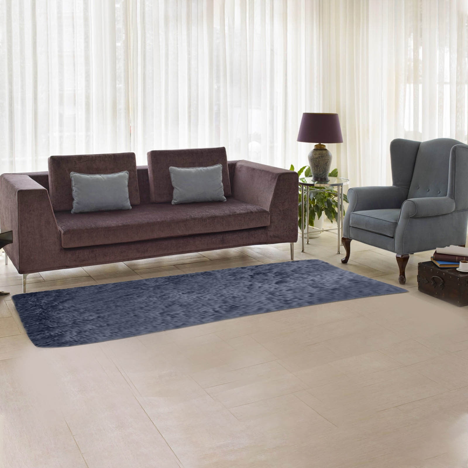 Wovilon Soft Runner Rugs for Bedroom 2x6 ft with Rubber Backing, Grey ...