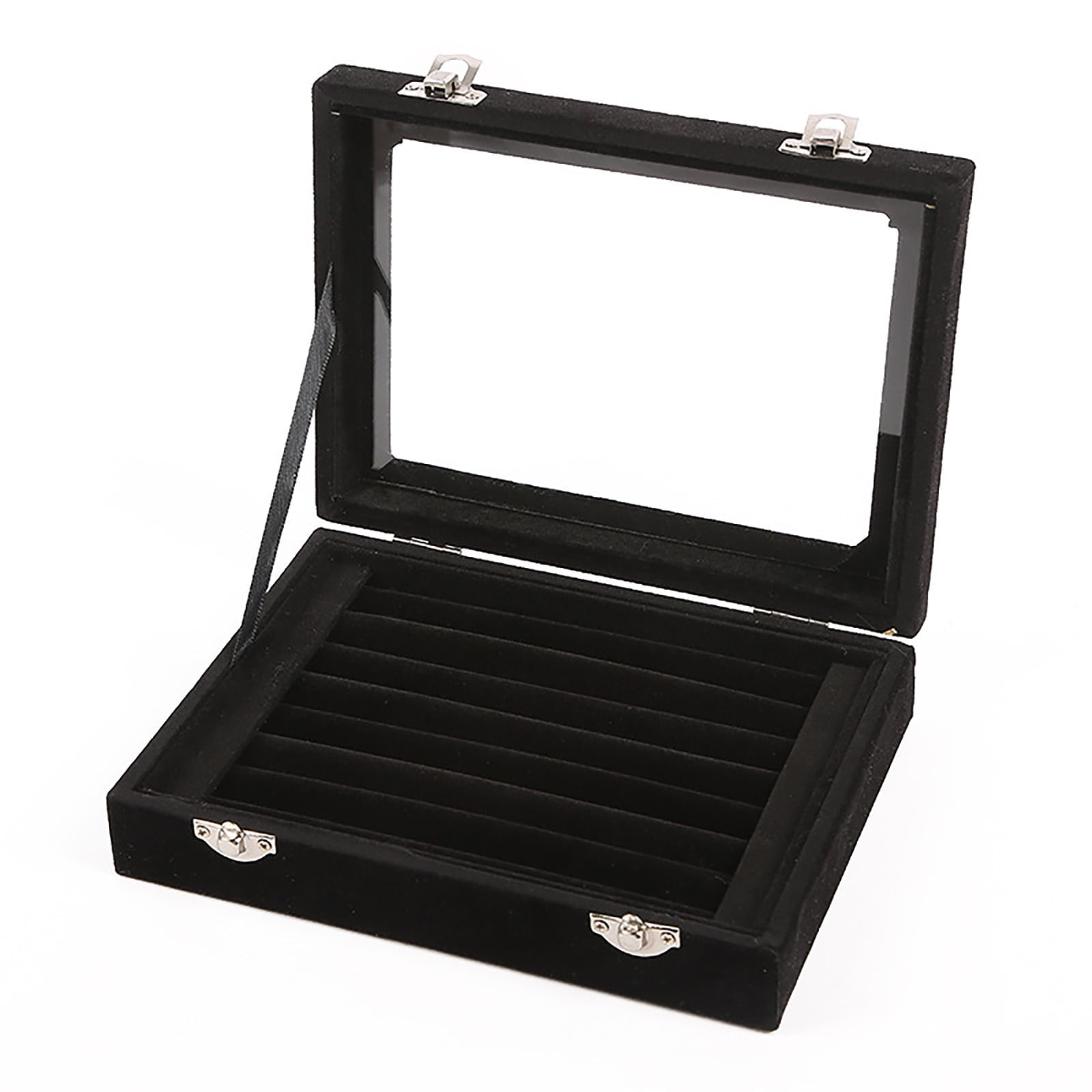 Wovilon Storage Trunk Storage Bags Velvet Glass Jewelry Ring Display ...